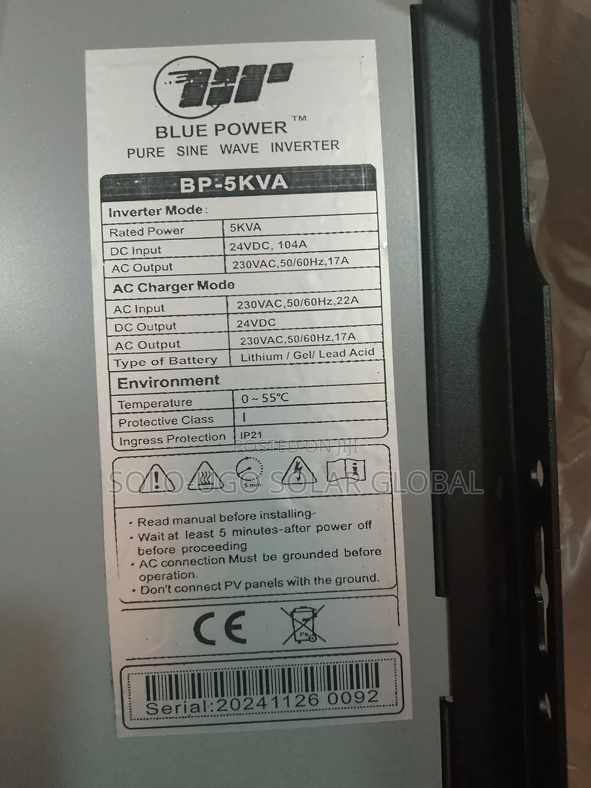 5kva 24v Blue Power Non Hybrid Solar Inverter in Ojo - Solar Energy ...