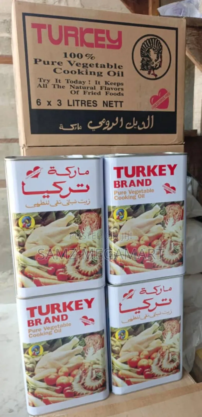 Turkey Brand Pure Vegetable Cooking Oil 6 X 3 Litres for sale - Samz ...