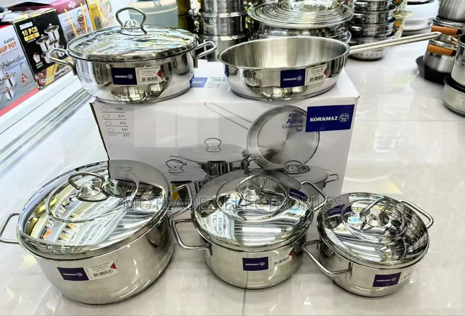 Korkmaz Turkey 9pcs Quality Stainless Steel Non-Stick Cookware Set in ...