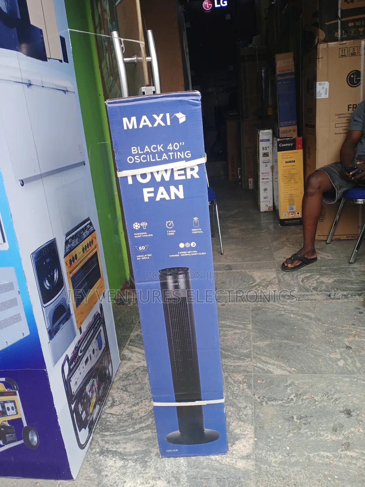 40 Inches Maxi Oscillating Tower Fan, Black Color, 1 Year Warranty in ...