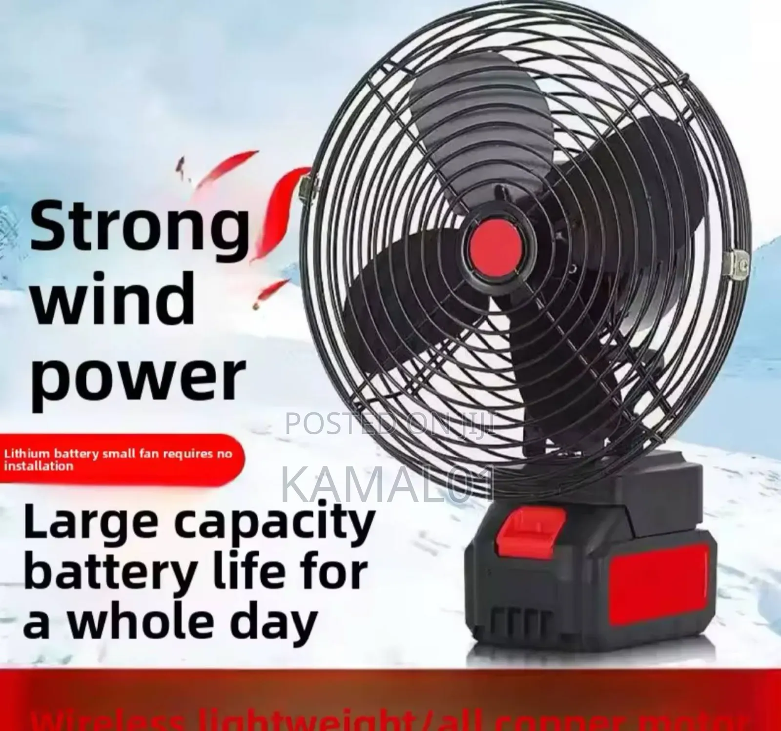 Portable Wireless Charging Lithium Battery Fan High Wind in Lagos ...