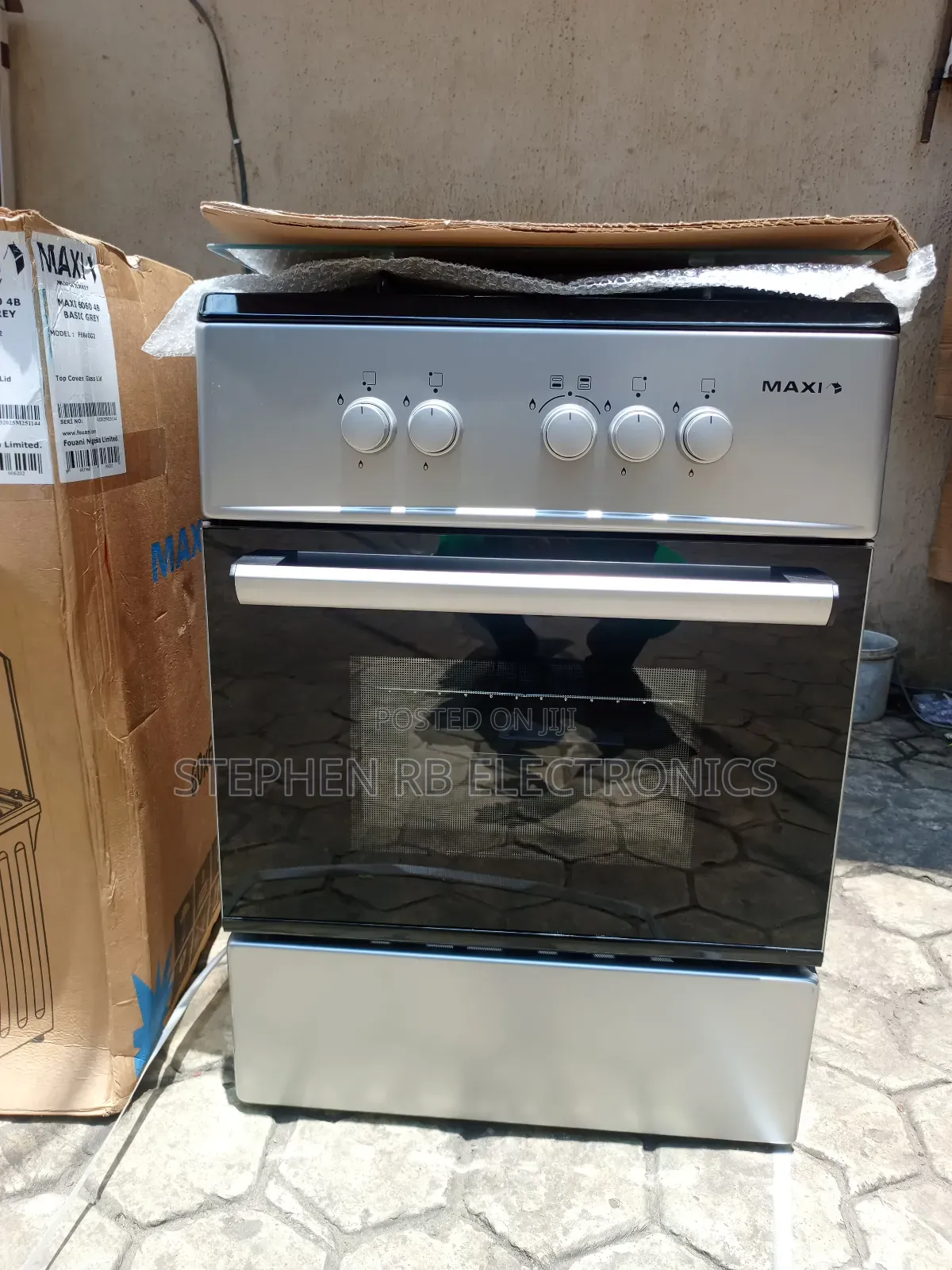 Maxi 4 Burner 60*60 Standing Gas Cooker Maxi 6060 4b Basic Black Grey ...