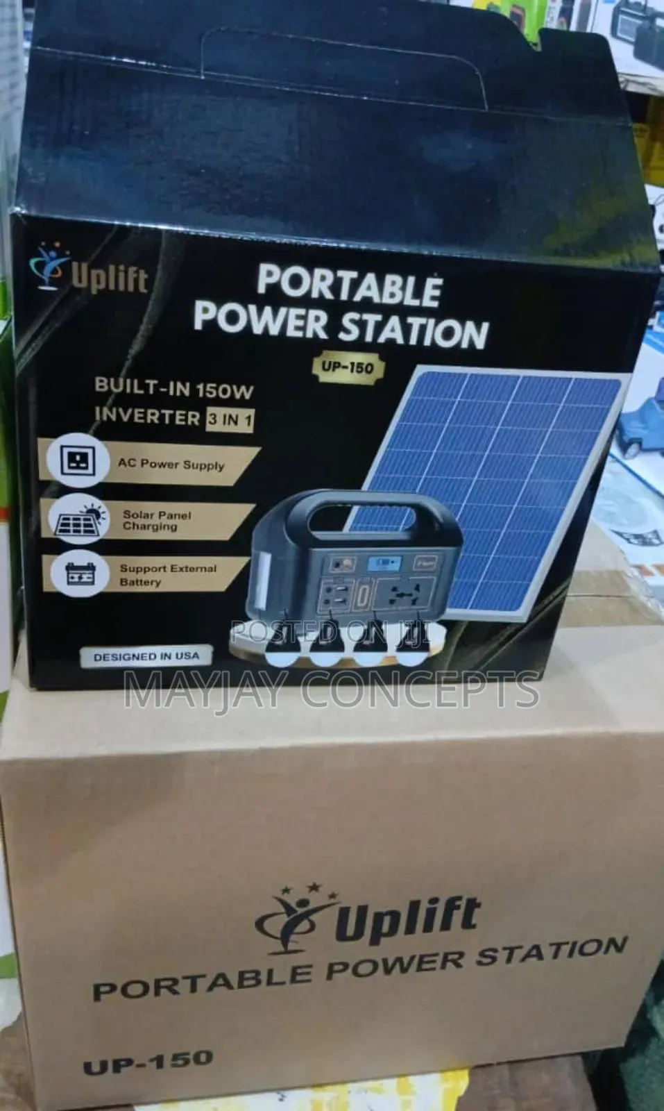 Uplift 150w Portable Power Station With Panel+4-Bulbs-Laptop,Tv,Fan in ...