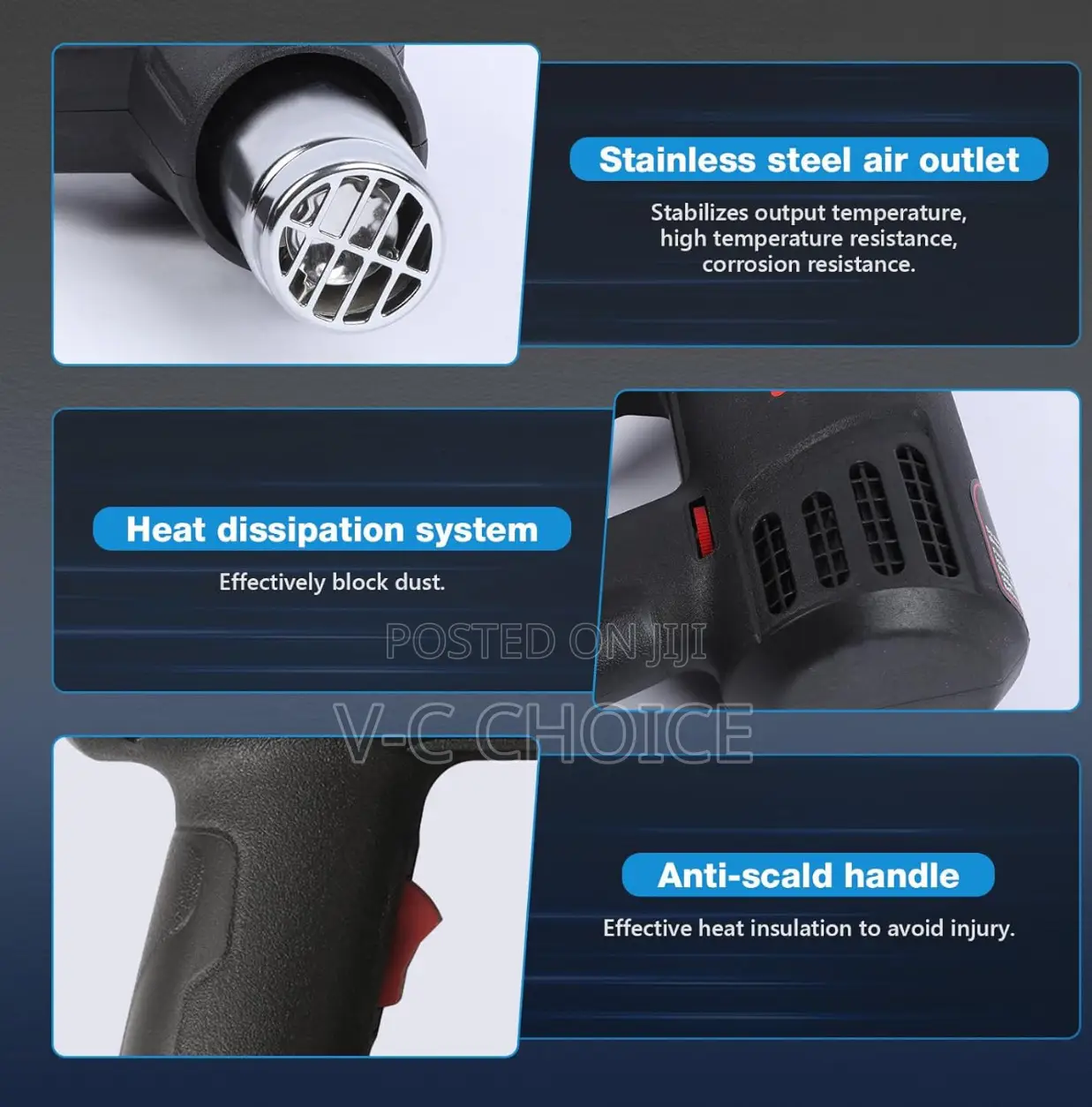 Fast Heating Hot Air Gun With 4 Nozzles, 2-temp Control, Heat Gun in ...