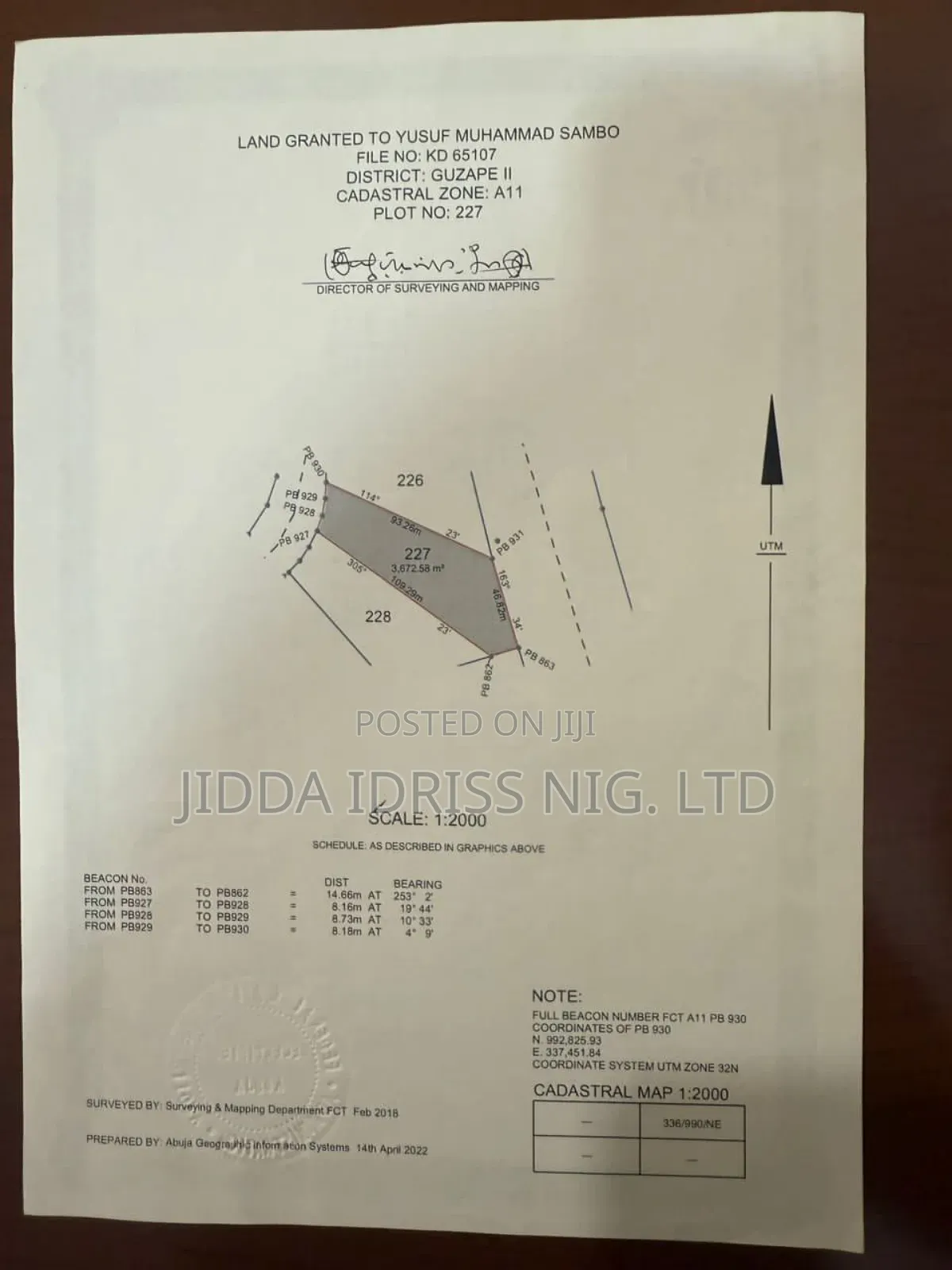3,672sqm Land In Guzape Ii, Abuja – Cadastral Zone A11, Plot 227 in ...