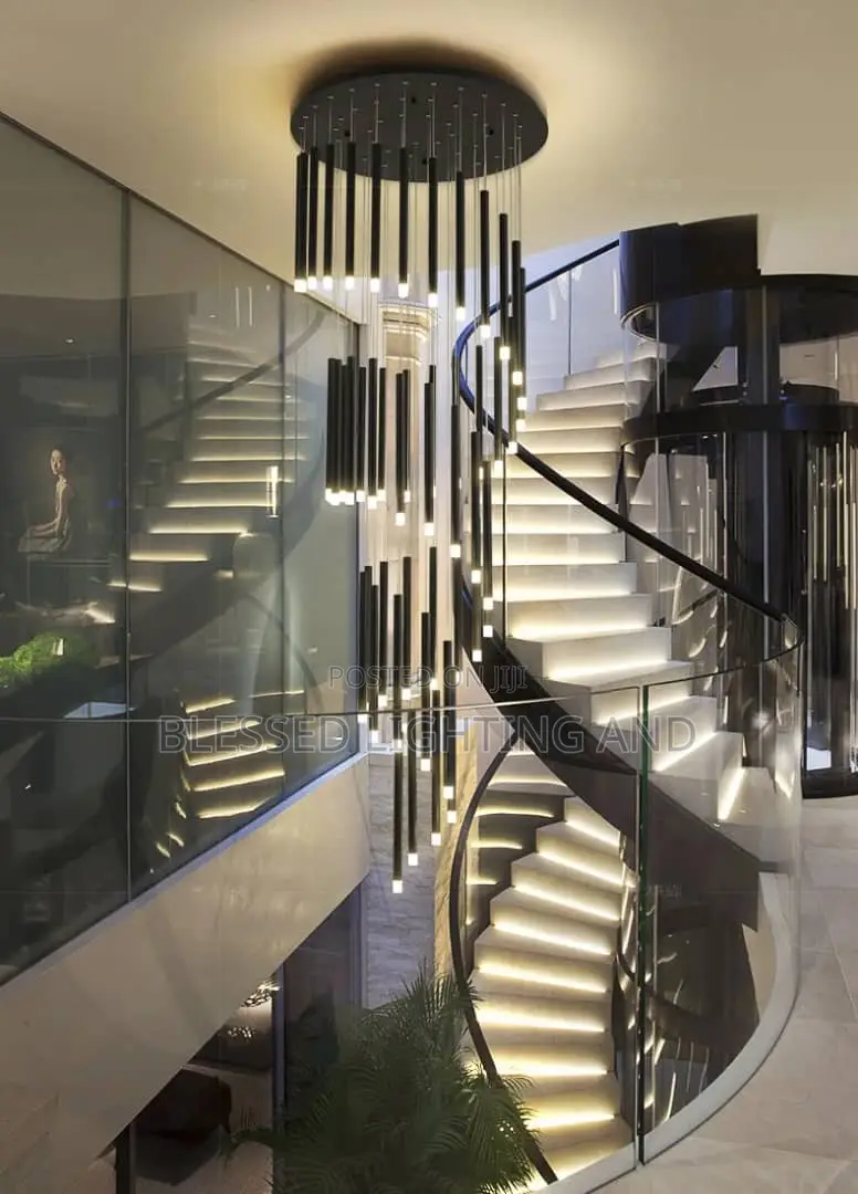 Led Modern Long Strip Chandelier Duplex Apartment Stair Attic Pendant ...