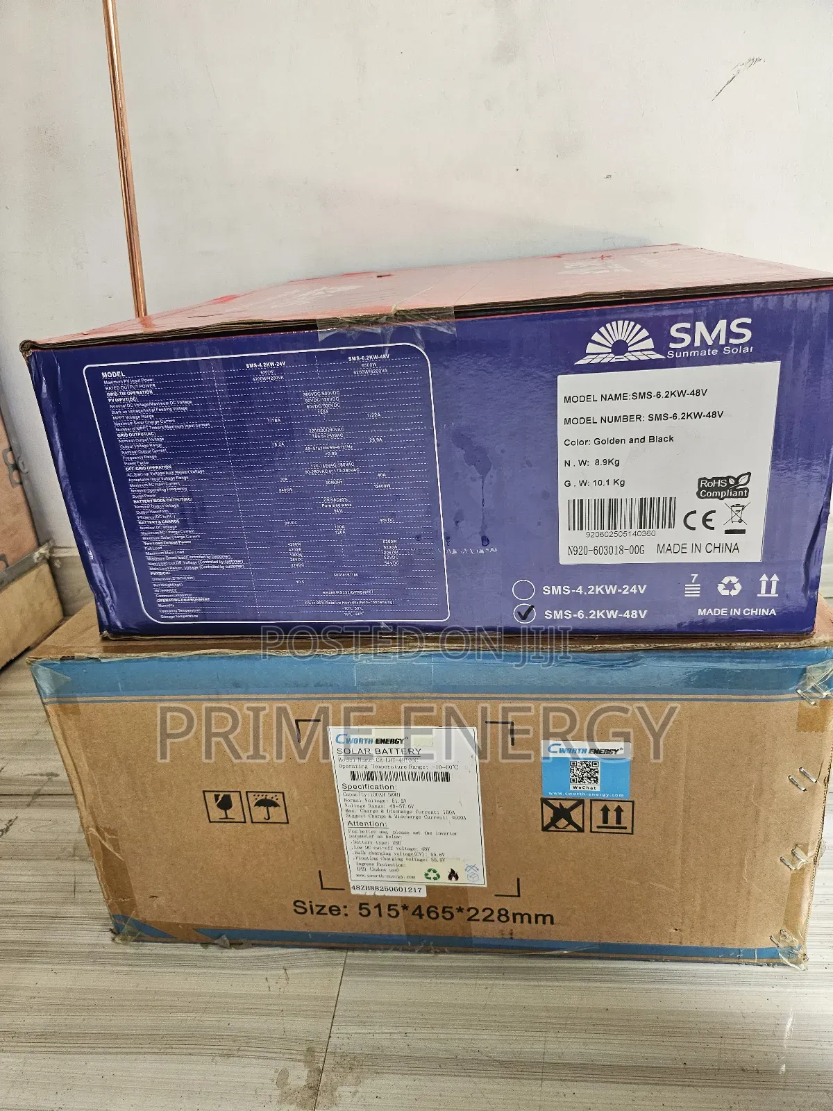 Combo Deal! Cworth 5kwh 48v & Sms 6.2kva Hybrid Inverter 48v Battery in ...