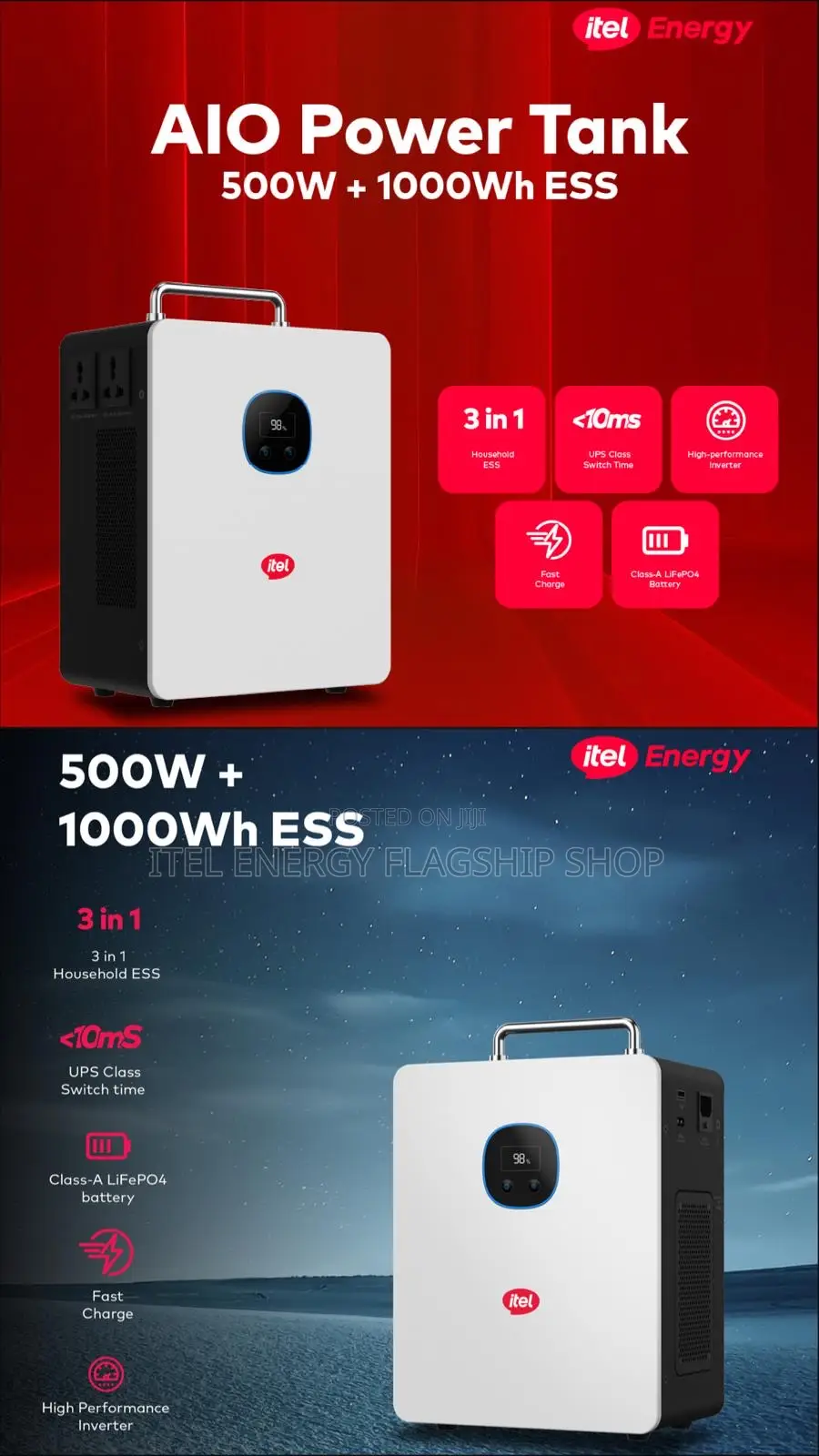 Itel Energy 500w Inverter Power Tank + 1kwh All-in-one Power System in ...