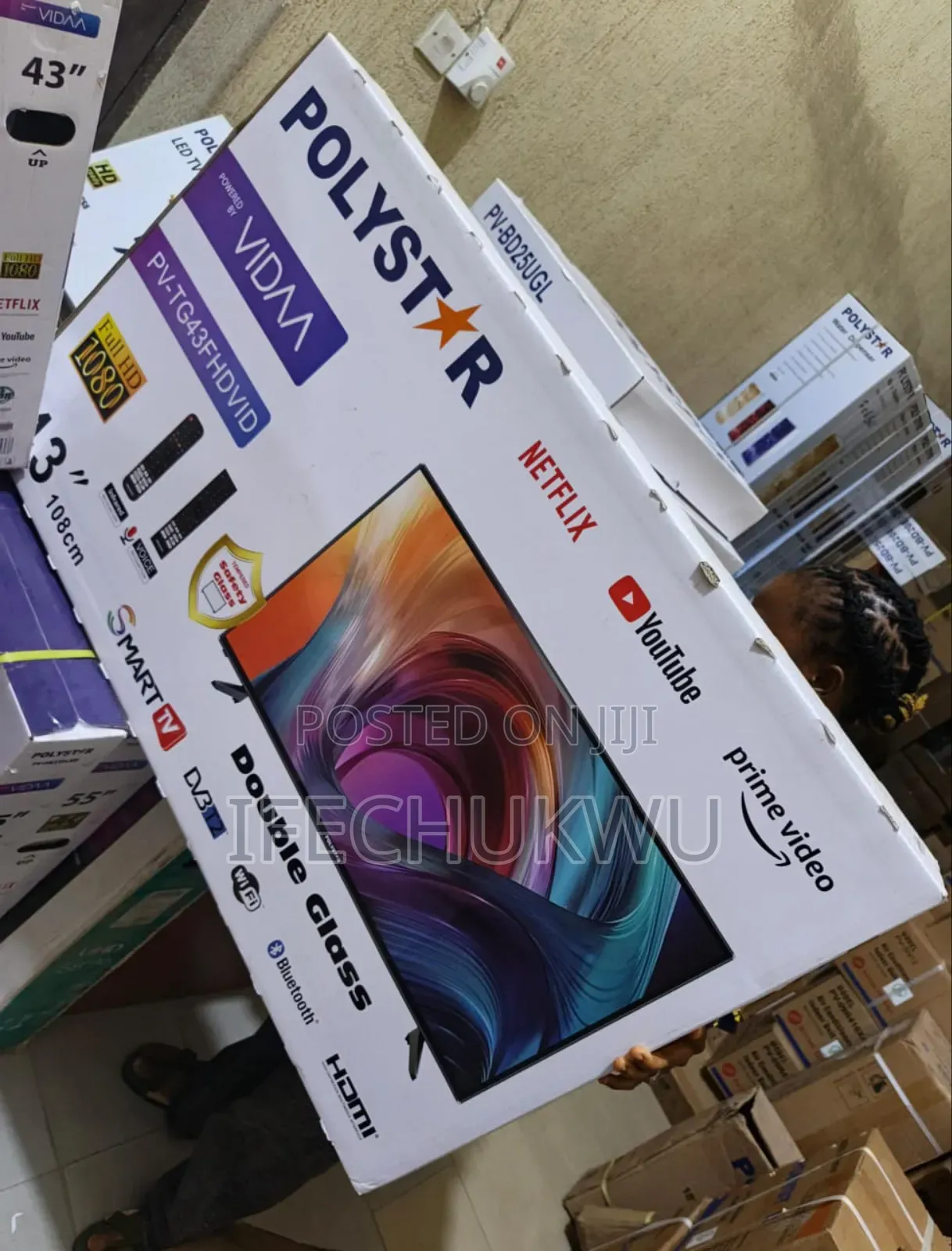 Original Polystar Tv 43" Double Glass With 2 Remote Control Full Hd in ...