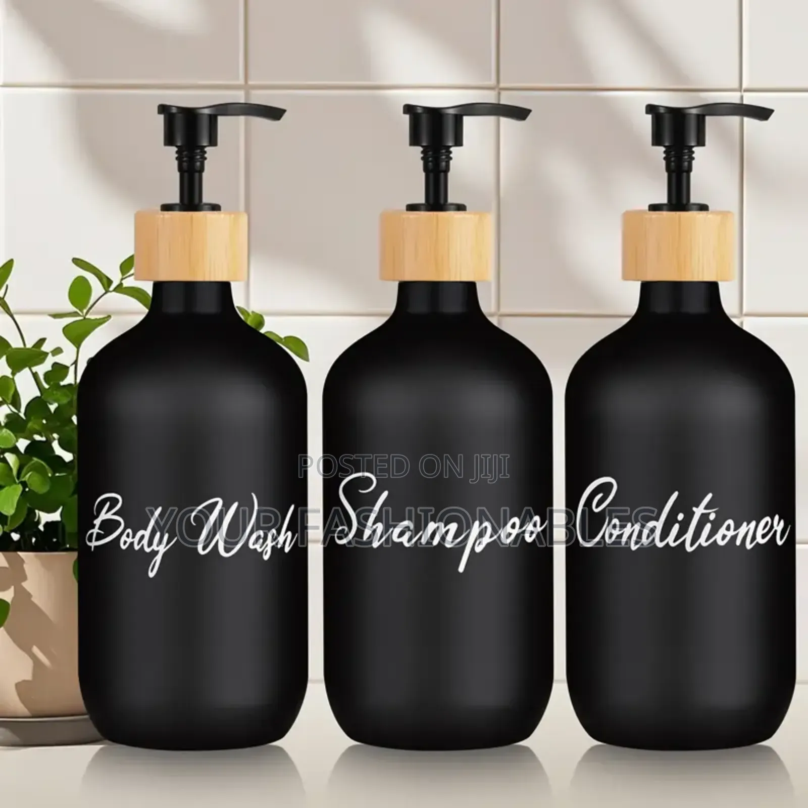 Black and Bamboo Body Wash and Shampoo Dispenser Set in Ikeja - Body ...