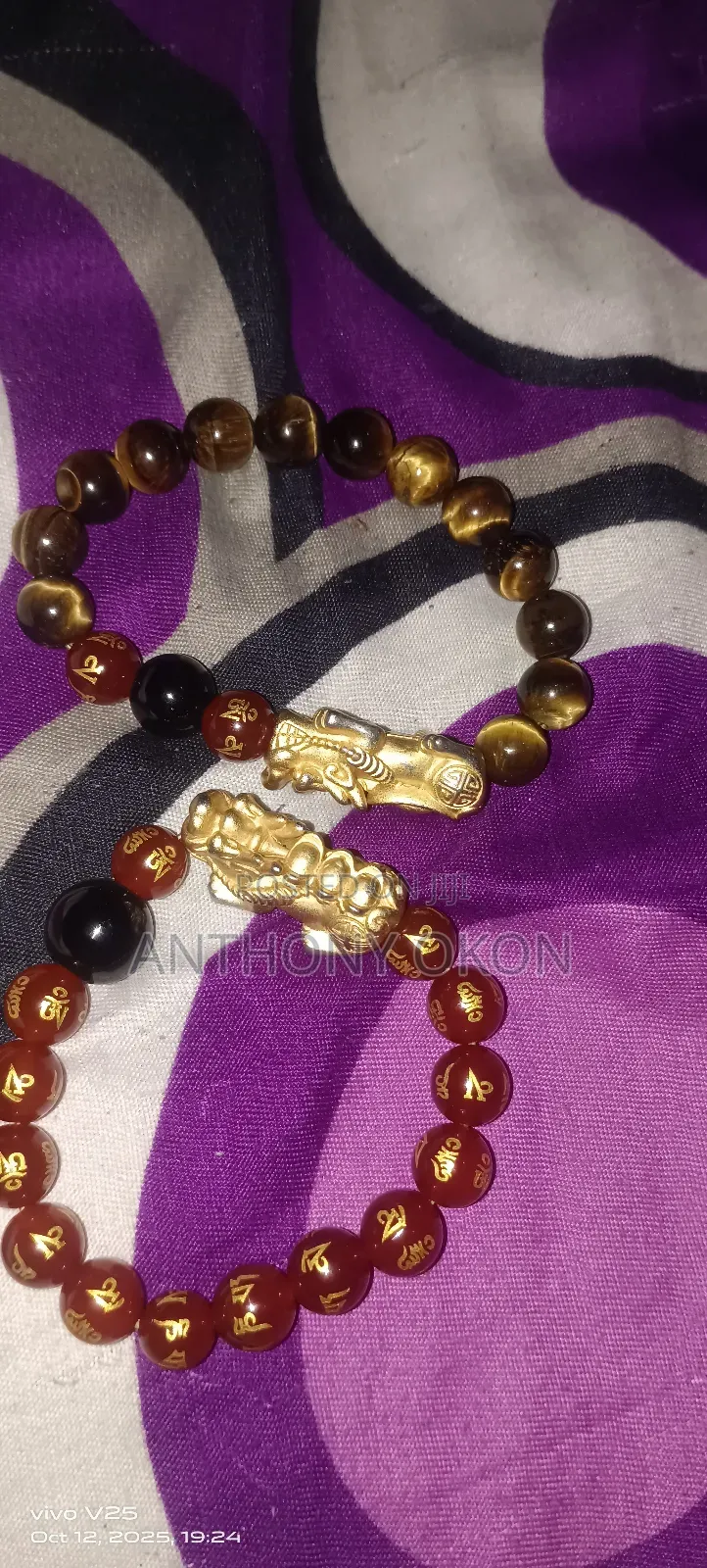 Red Tiger Eye With S999 Silver, Gold Plated Flying Pixiu And in Abule ...