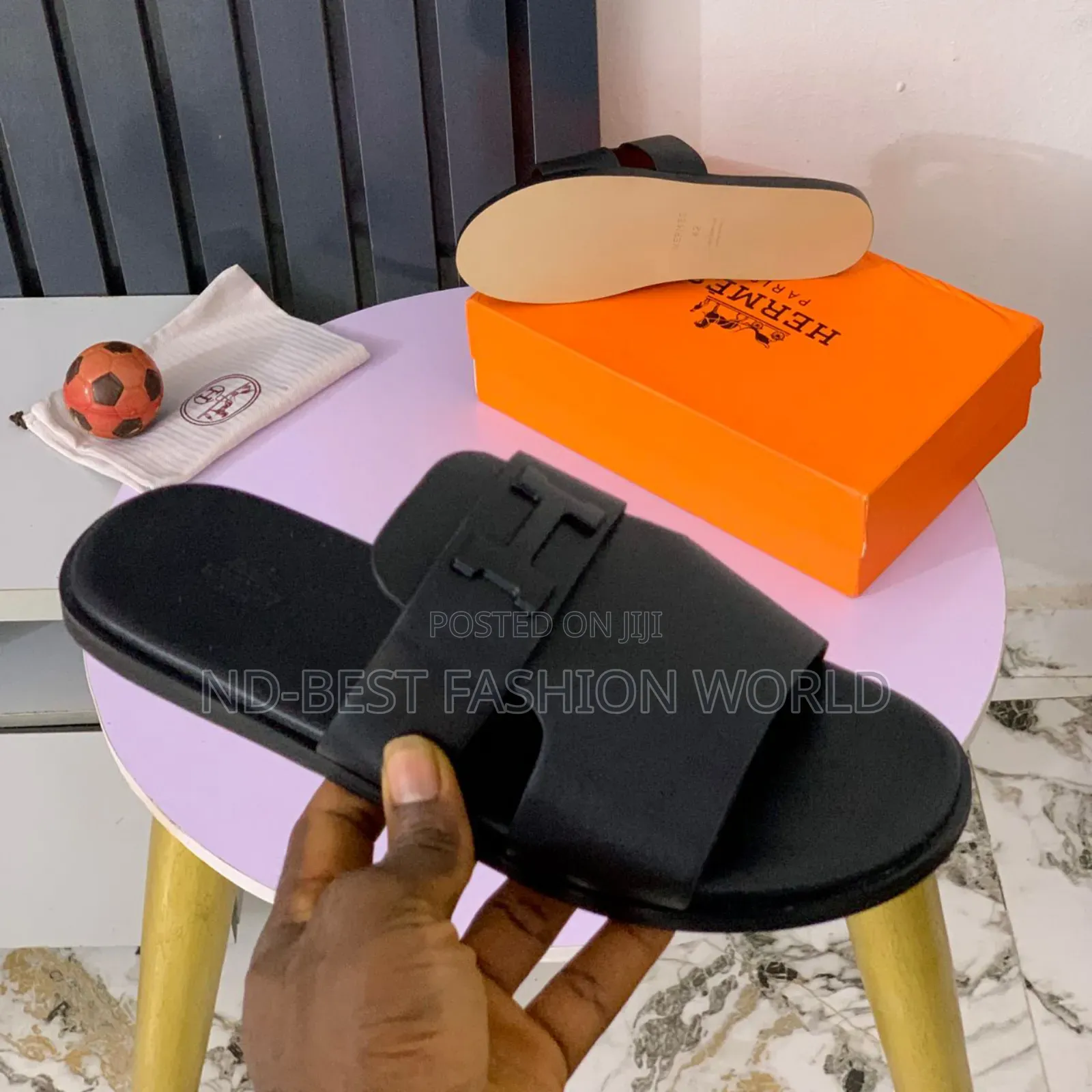 Hermes Black Leather Slippers in Victoria Island - Shoes, Nd-fashion ...