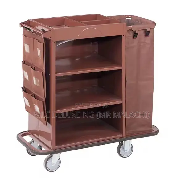 Single Bag Housekeeping Trolley For Small Hotel Walkway (Brown Color ...