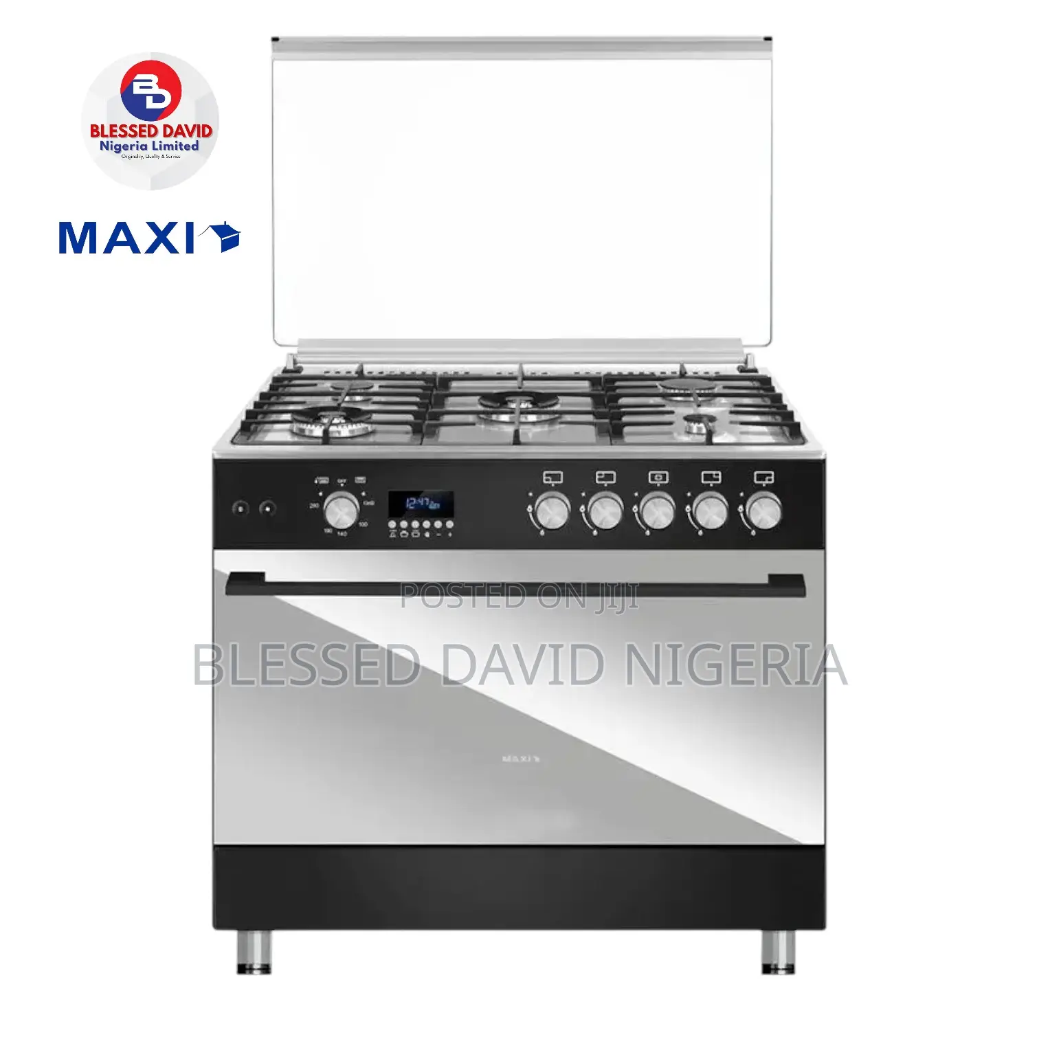 Maxi Gas Cooker 60x90 Cm 5 Shine Line Black & Inox -fk962dsp in Ojo ...