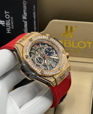 Original Hublot Red Faux Leather Strap Iced Quartz Watch in Ikoyi ...