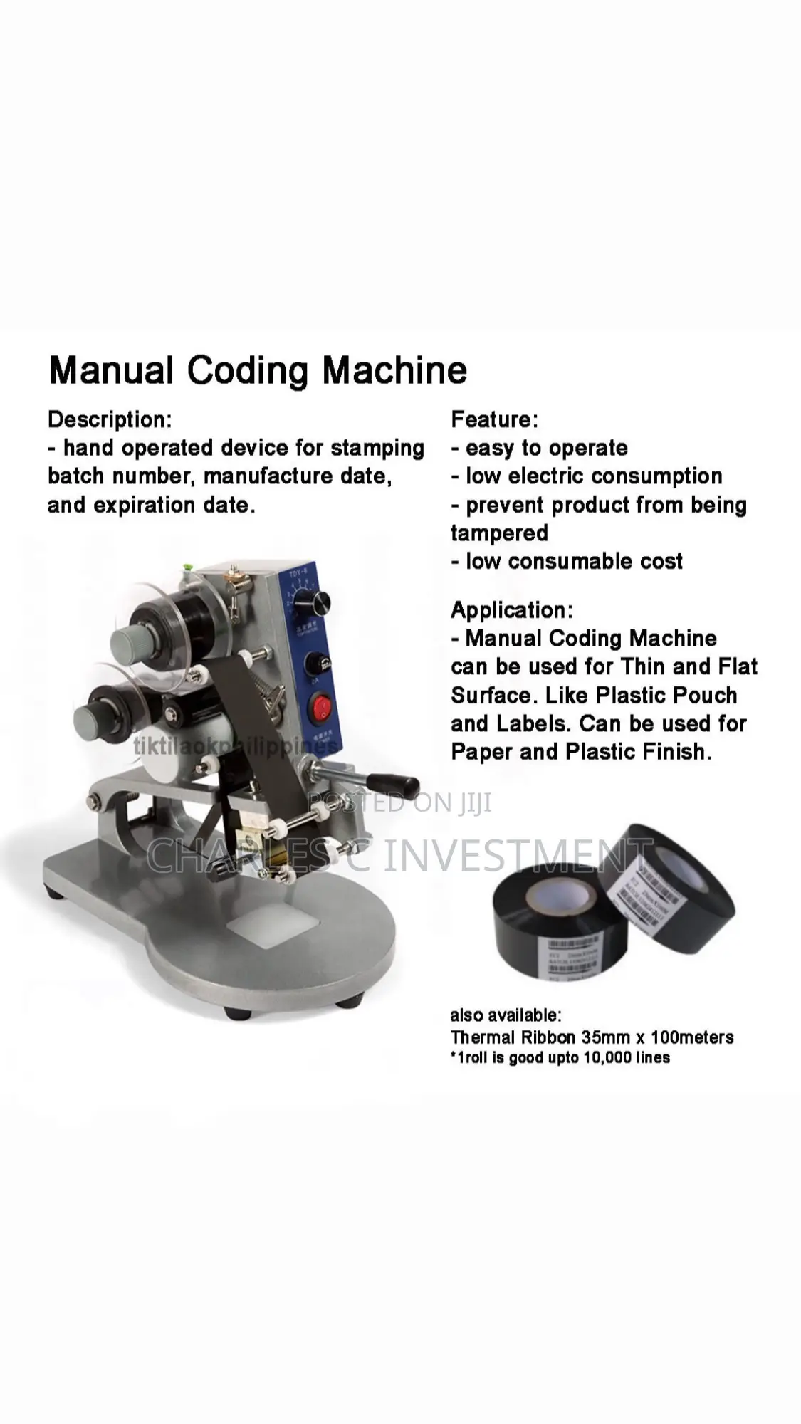 Manual Coding Machine Dy8 | Batch Coding Machine For Date in Lagos ...