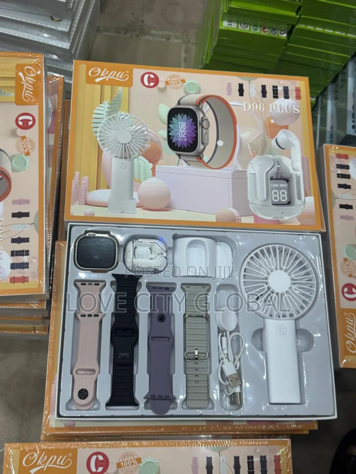 Okpu D96 Plus Smartwatch Amoled Display Mini Fan, Earbuds, 4 Straps in ...
