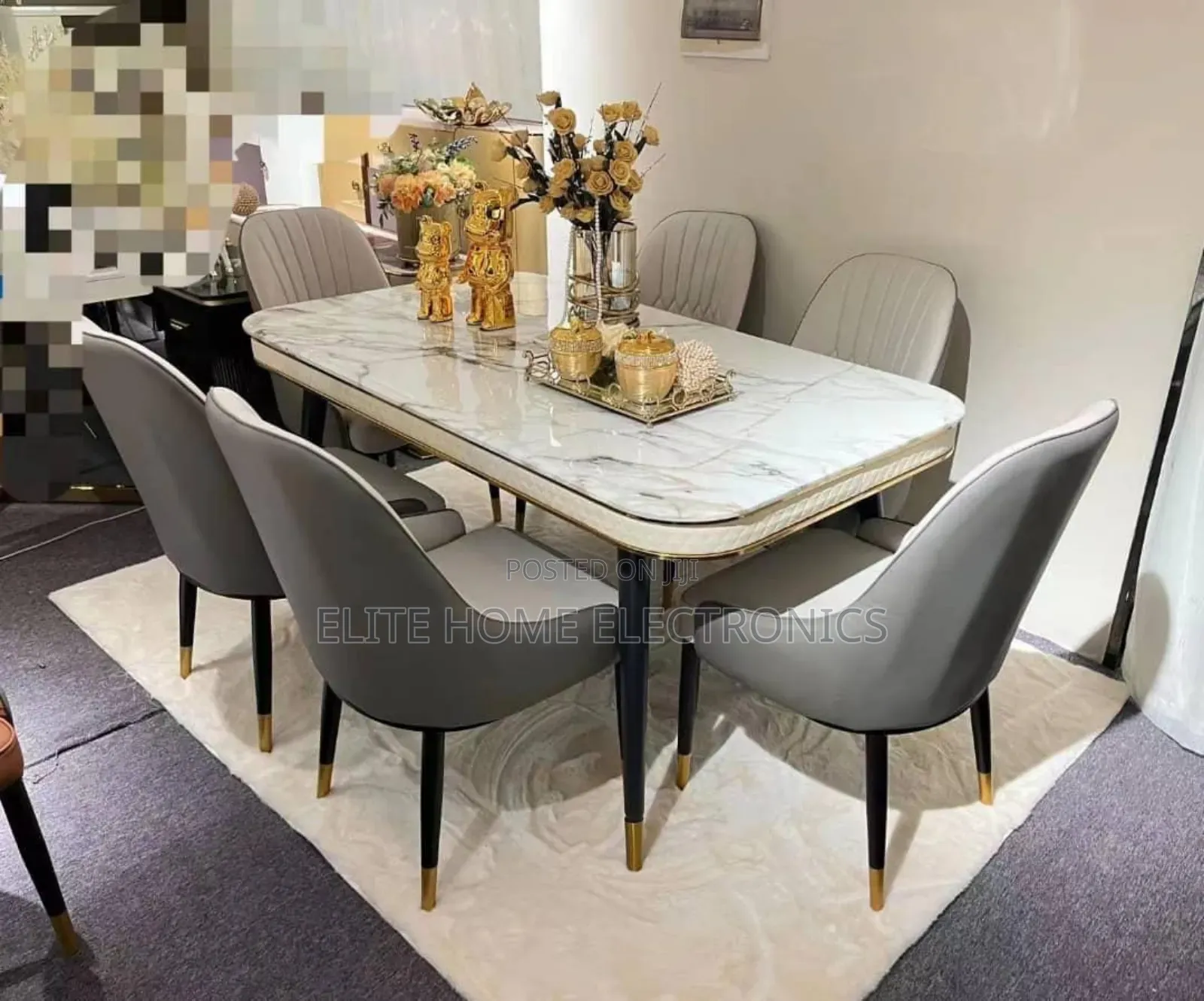 Luxury 6 Seater Ash Grey Marble Top Dining Set in Fagge - Furniture ...