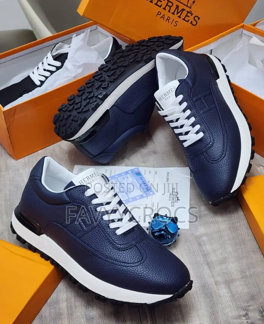 Blue Hermes Lace Up Men’S Sneakers in Oshodi - Shoes, Favour Amarachi ...