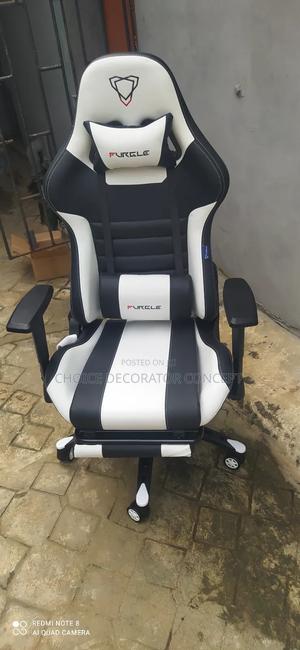 Furgle Gaming Chair With Footrest and Adjustable Handle (Black/White ...