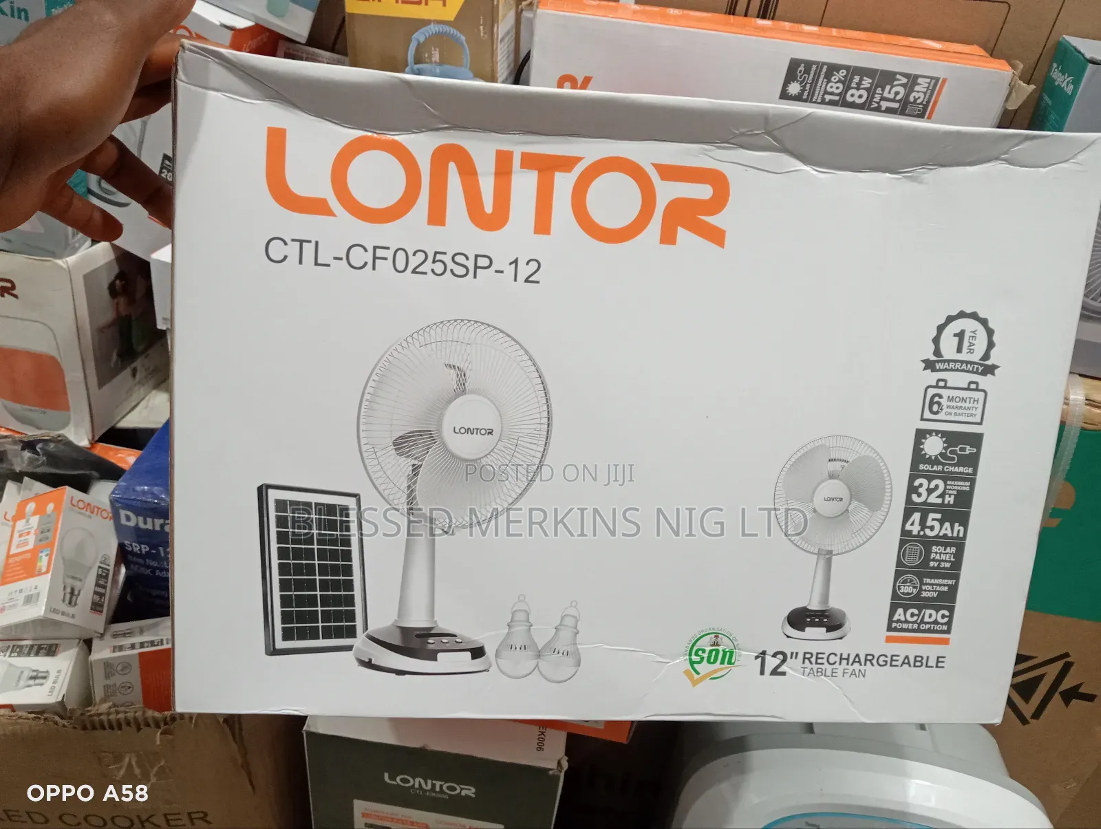 Lontor Rechargeable Table Fan 12" With Solar Panel in Wuse - Home ...