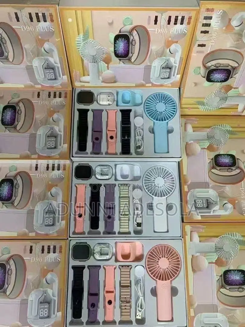 D96 Plus Smart Watch Set Earpod Smart Watch Hand Fan 4 Straps in Lagos ...