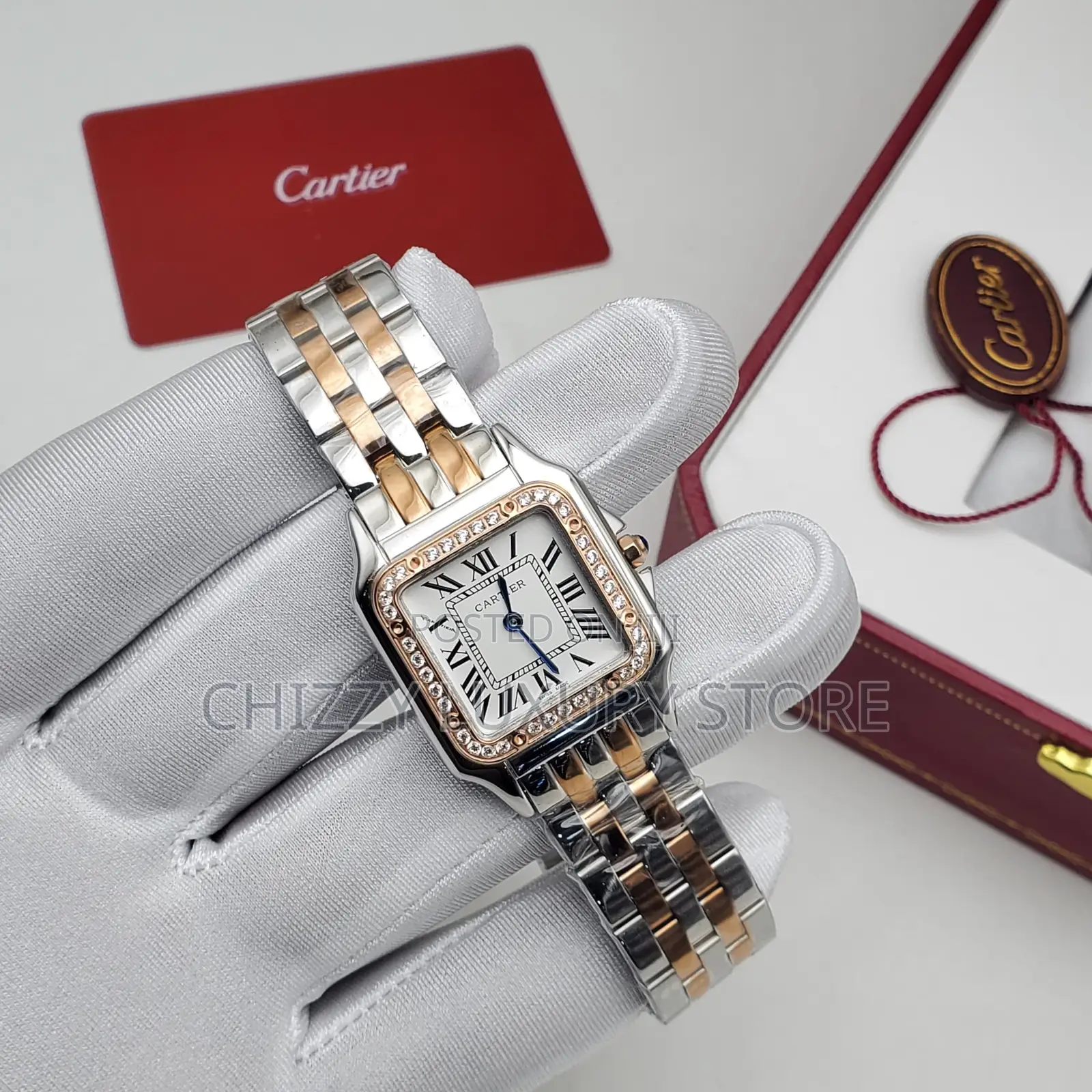 Cartier Quality Luxury Ladies Iced Face Automatic Engine Wristwatch for ...