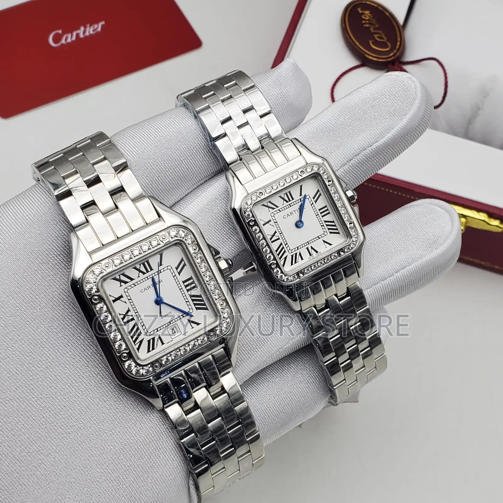 Cartier Quality Luxury Ladies Iced Face Automatic Engine Wristwatch for ...