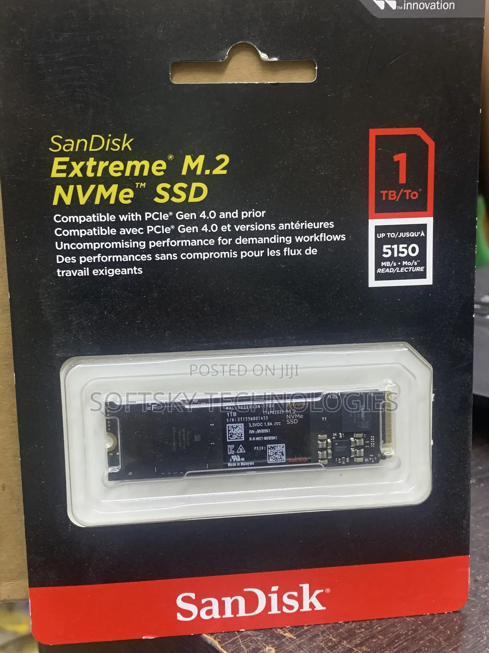 Sandisk Extreme M.2 Nvme SSD 1tb for sale - SOFTSKY TECHNOLOGIES Price ...