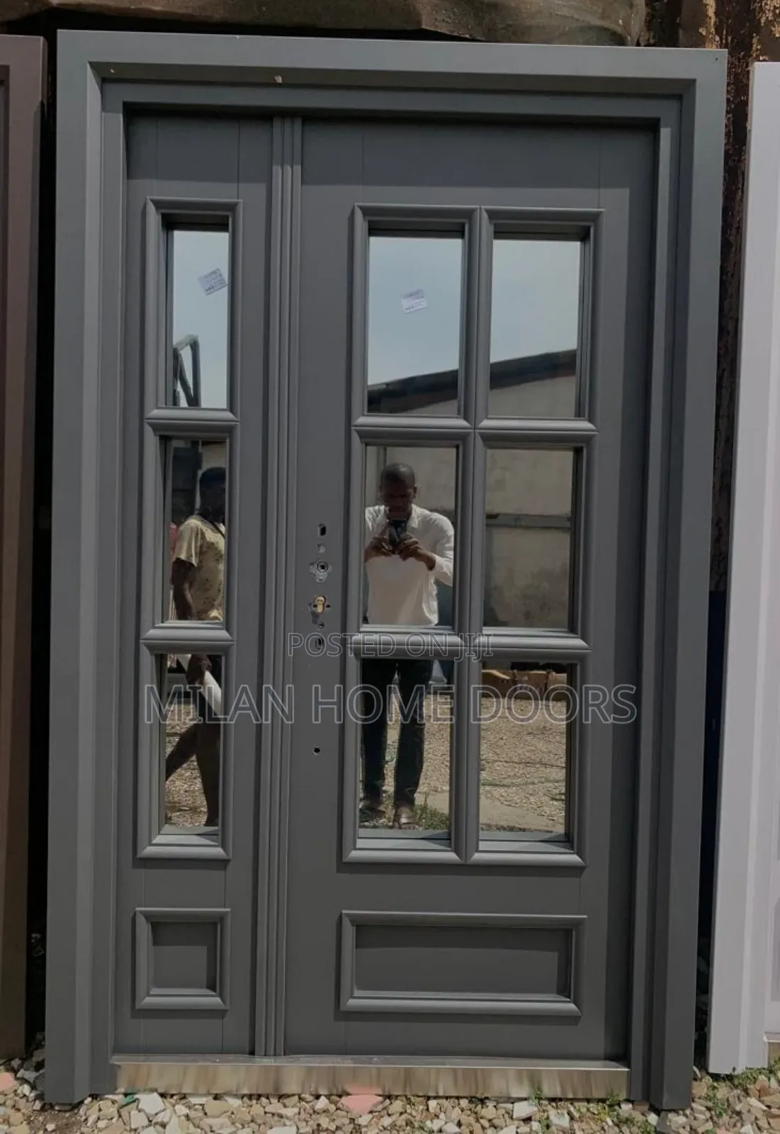 Gray 4ft French Glass Entrance Door in Ilupeju - Doors & Security ...