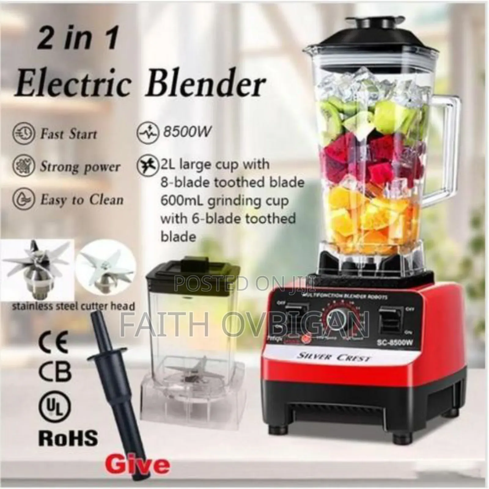 Silver Crest 2l Industrial 8500w Food Crusher Blender With 2 Jar in ...