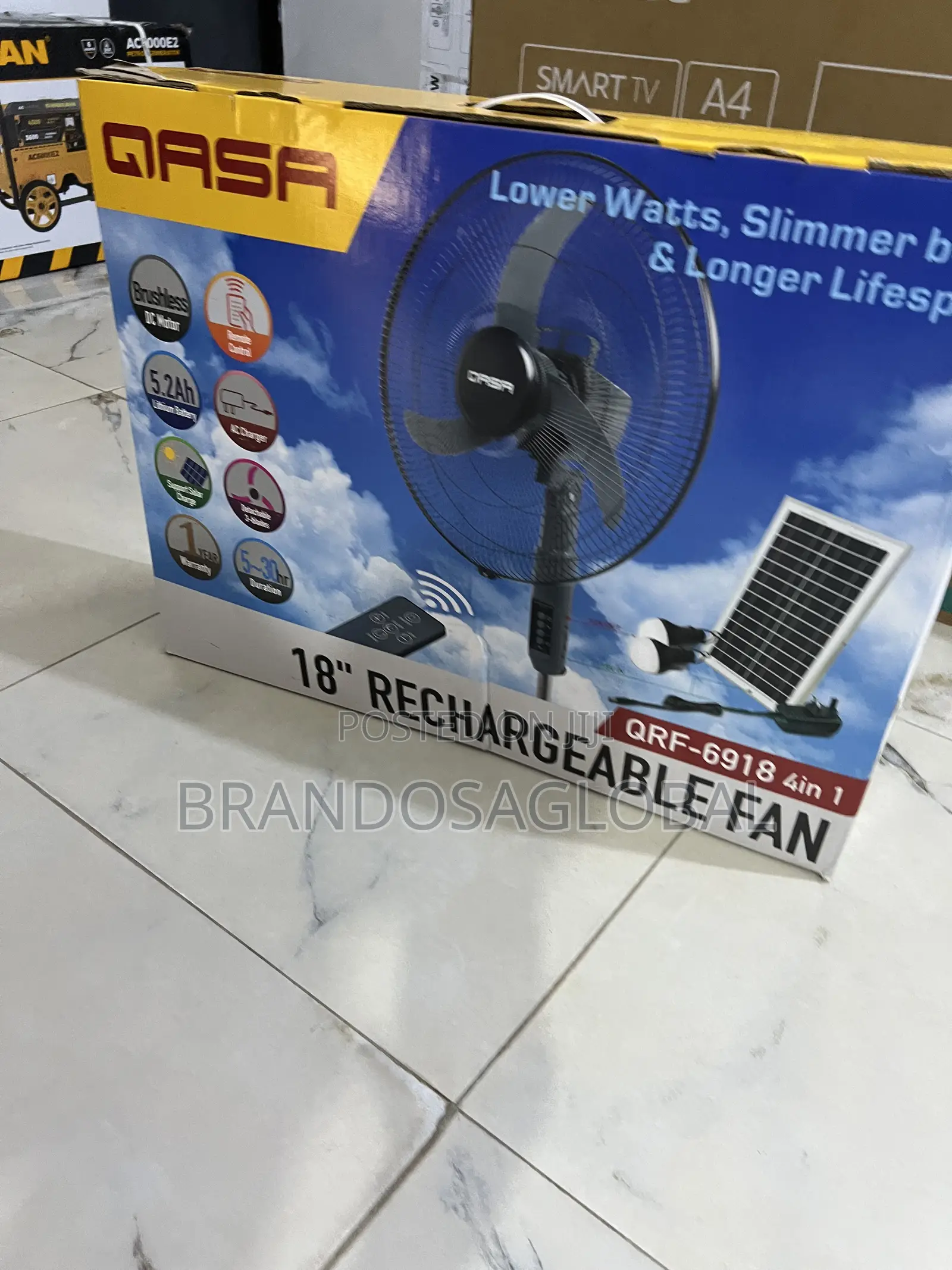 Qasa 18-Inch Rechargeable Standing Fan + Free Solar Panel in Ikeja ...