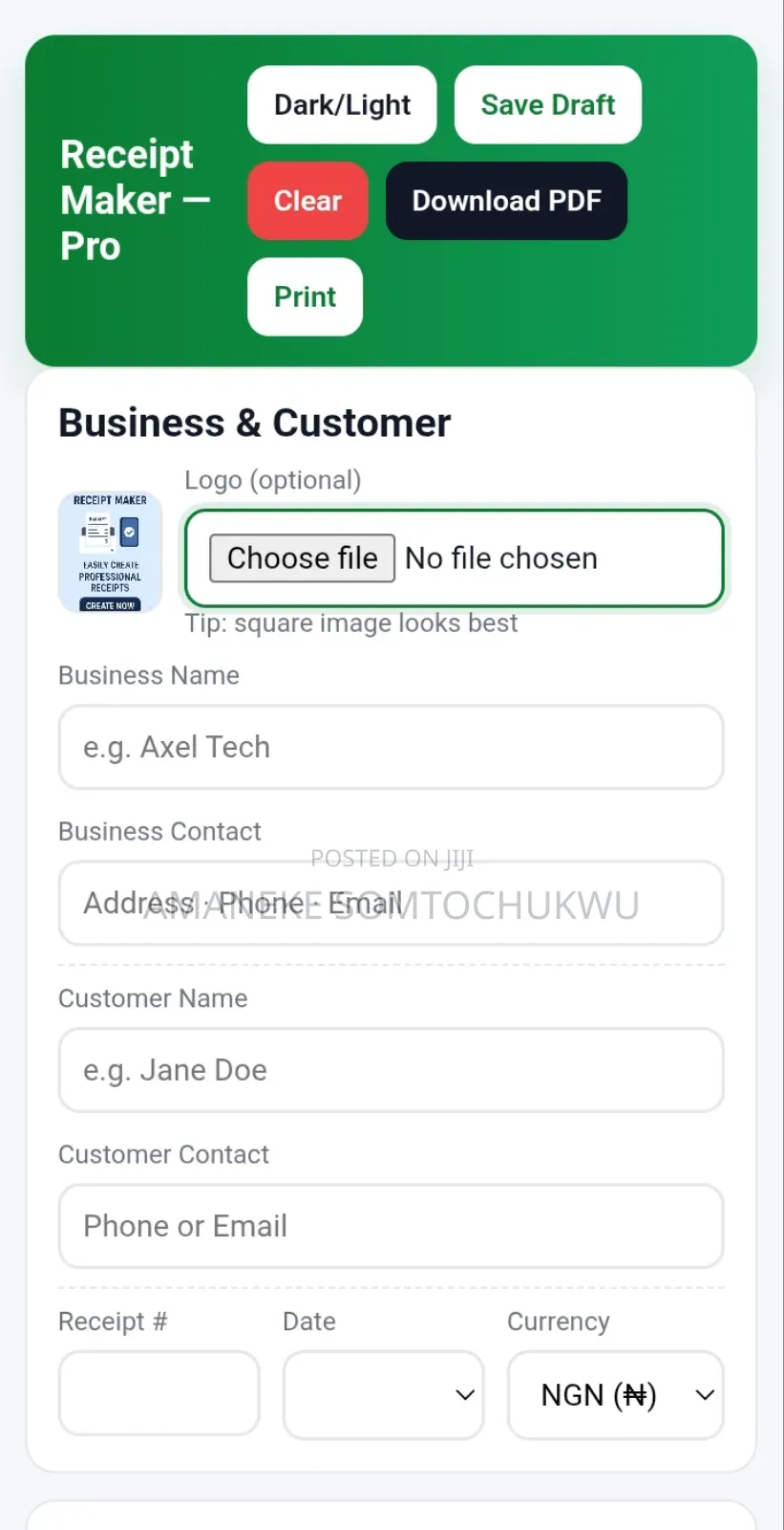 Professional Receipt Maker Software – Easily Customisable in Ikeja - Software, Amaneke ...