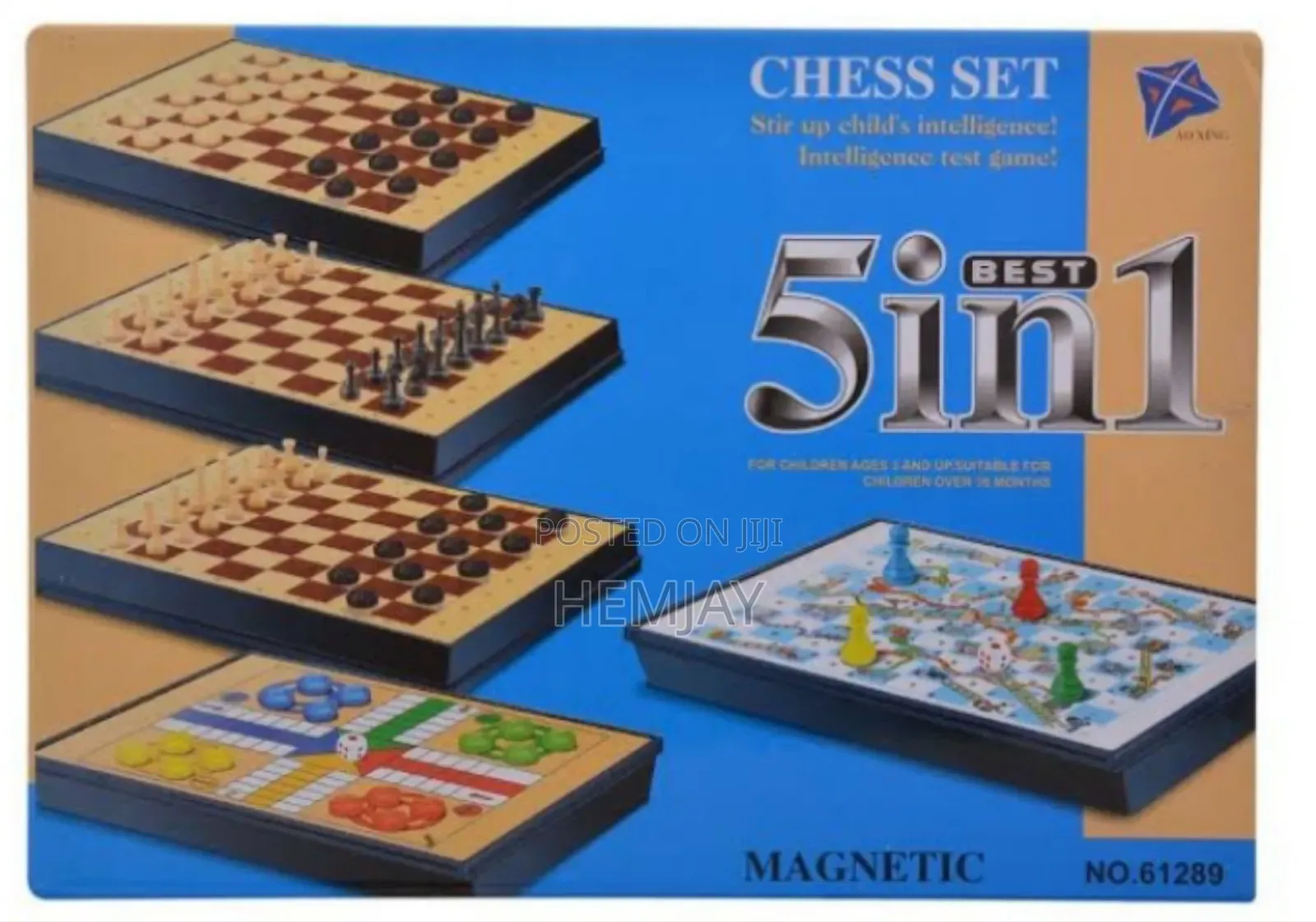 5 in 1 Games Board "Chess, Checkers, Draught, Snake Ladder and Ludo in ...