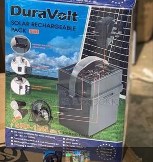 Duravolt 5in1 Solar Rechargeable Battery With Fan/2 Bulbs/Solar Panel ...
