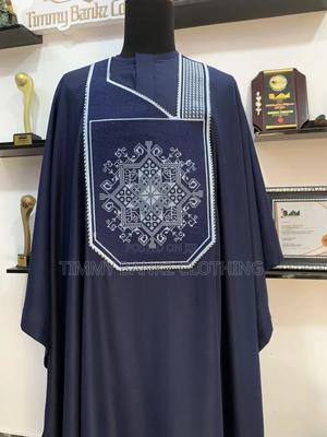 Navy Blue Men's Agbada/Native Wear,Styled With a Monogram Embroidery in ...