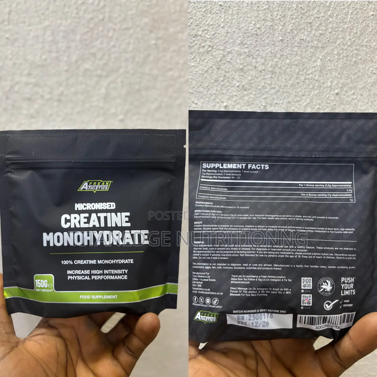 Freak Athletics Micronised Creatine Monohydrate, 150g, 22 Servings in ...
