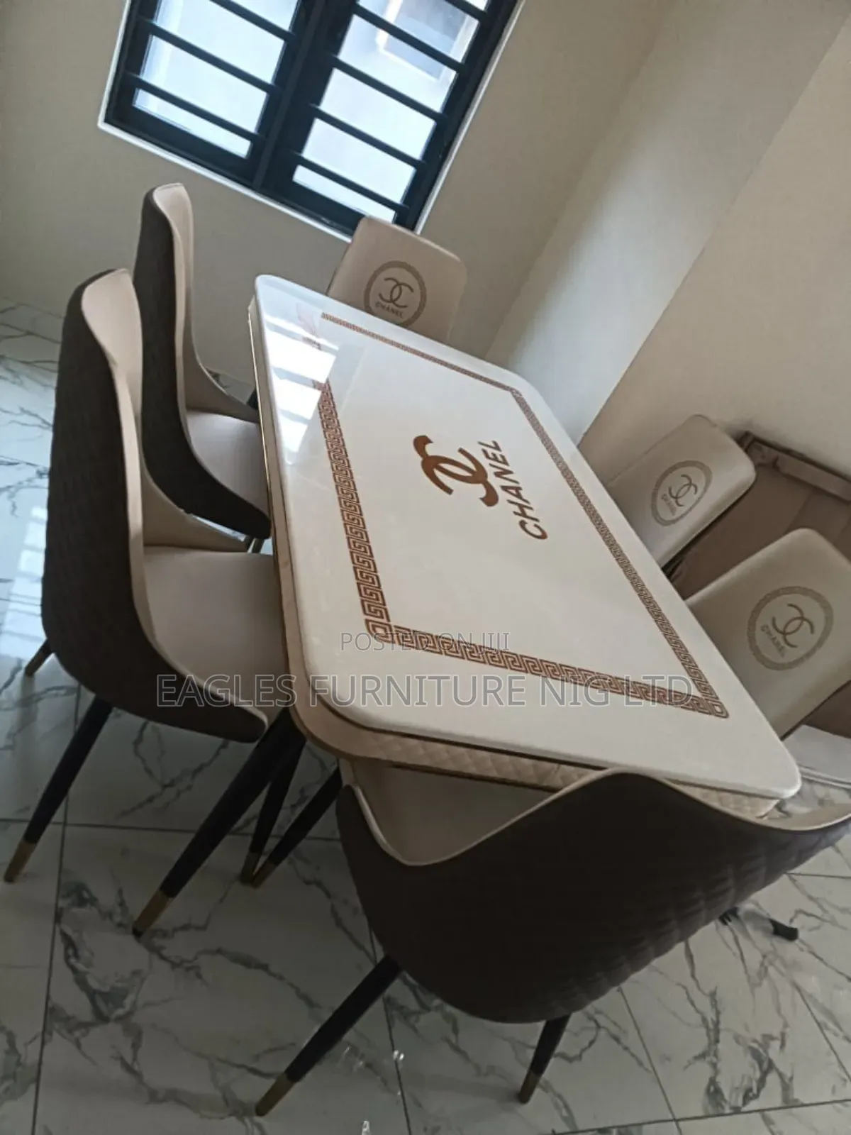 Luxury and Quality Chanel Designer Marble Dinning Table With 6 Chairs ...