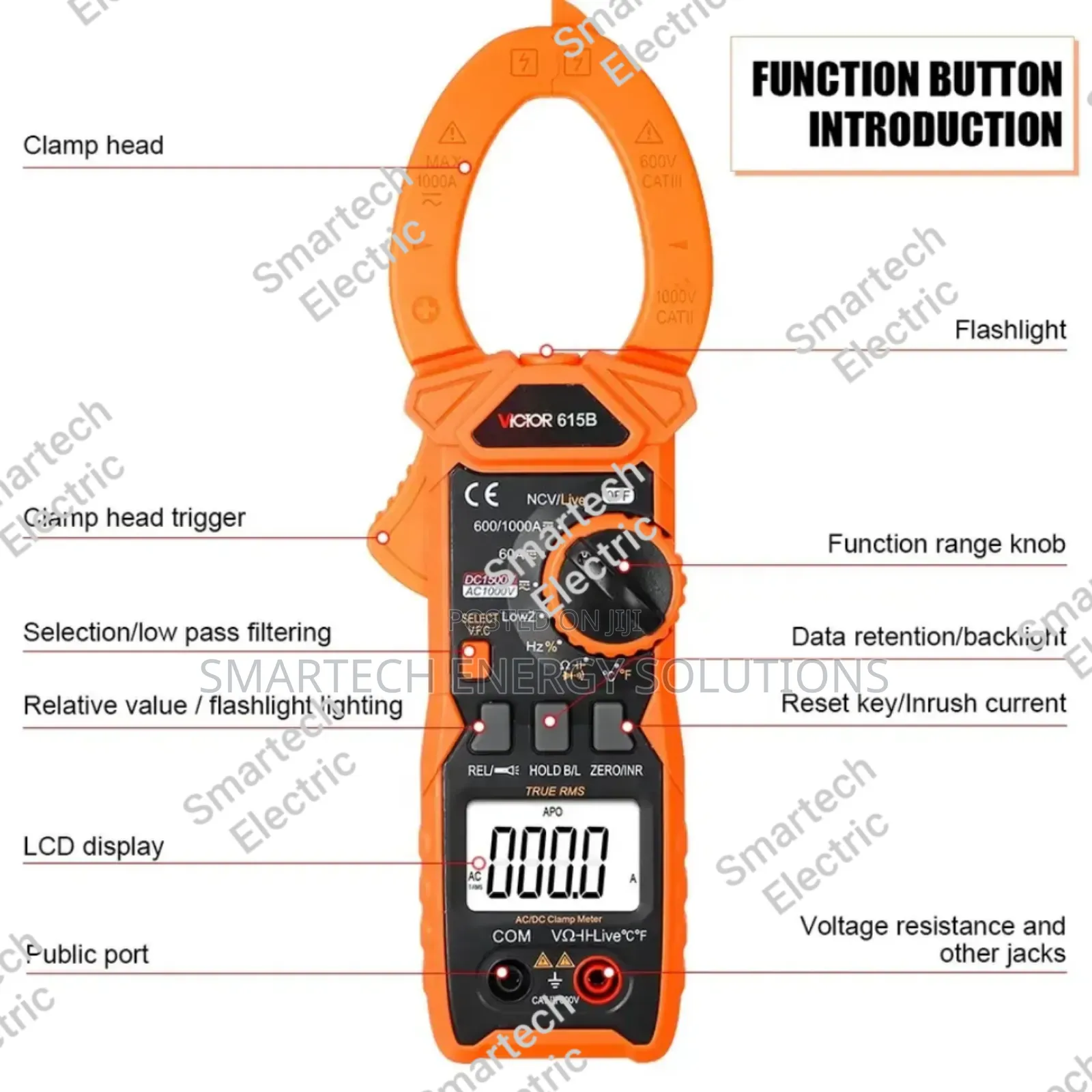 Victor 615b 1500v Ac/Dc 1000a RMS Digital Clamp Meter With Live NCV F ...