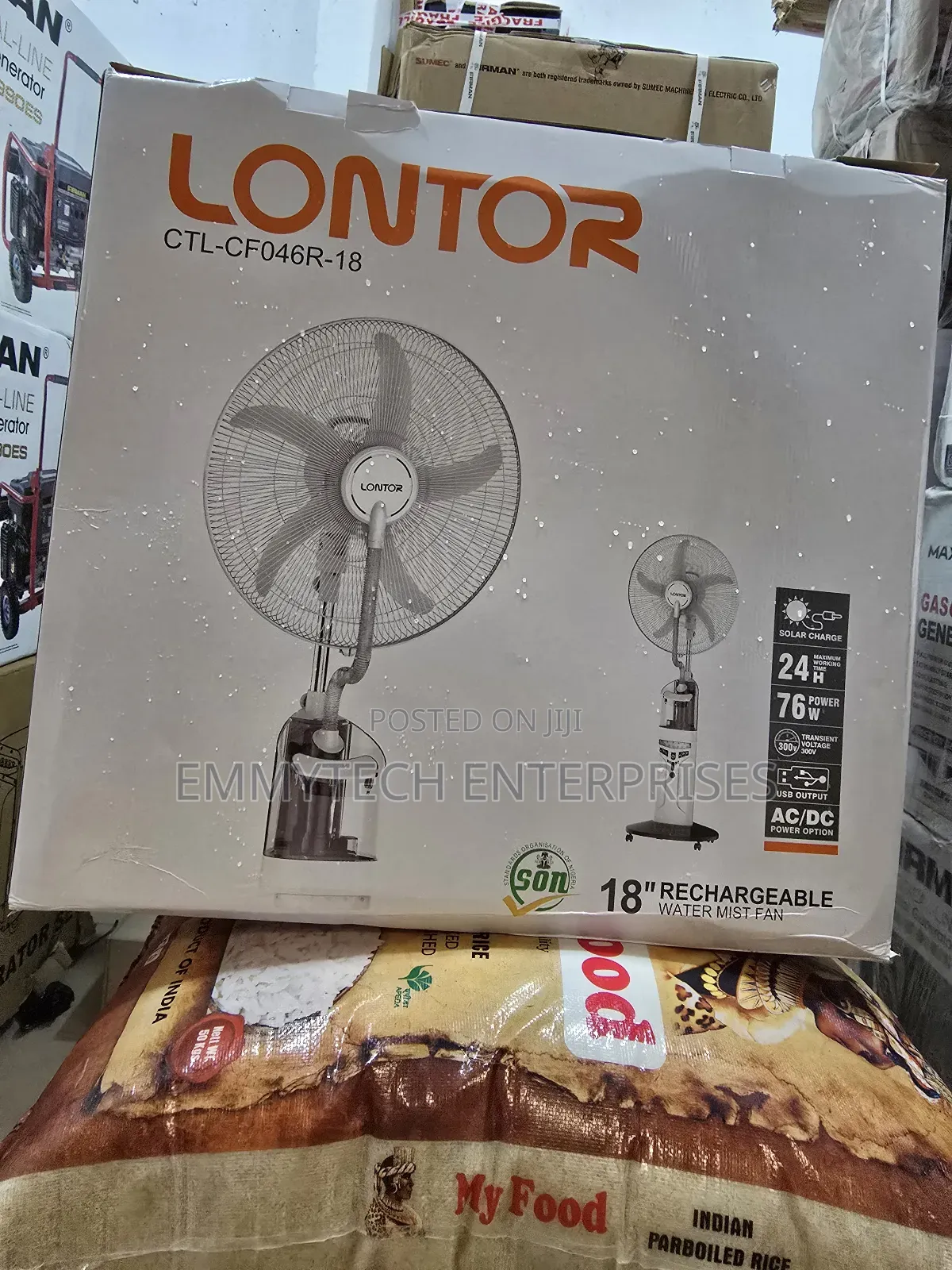 18" Lontor Rechargeable Standing Fan Water Mist Fan in Ikeja - Home Appliances, Emmytech ...