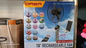 Qasa 18" Solar Rechargeable Fan - QRF-7918 Curvy 3-in-1 in Garki 2 ...