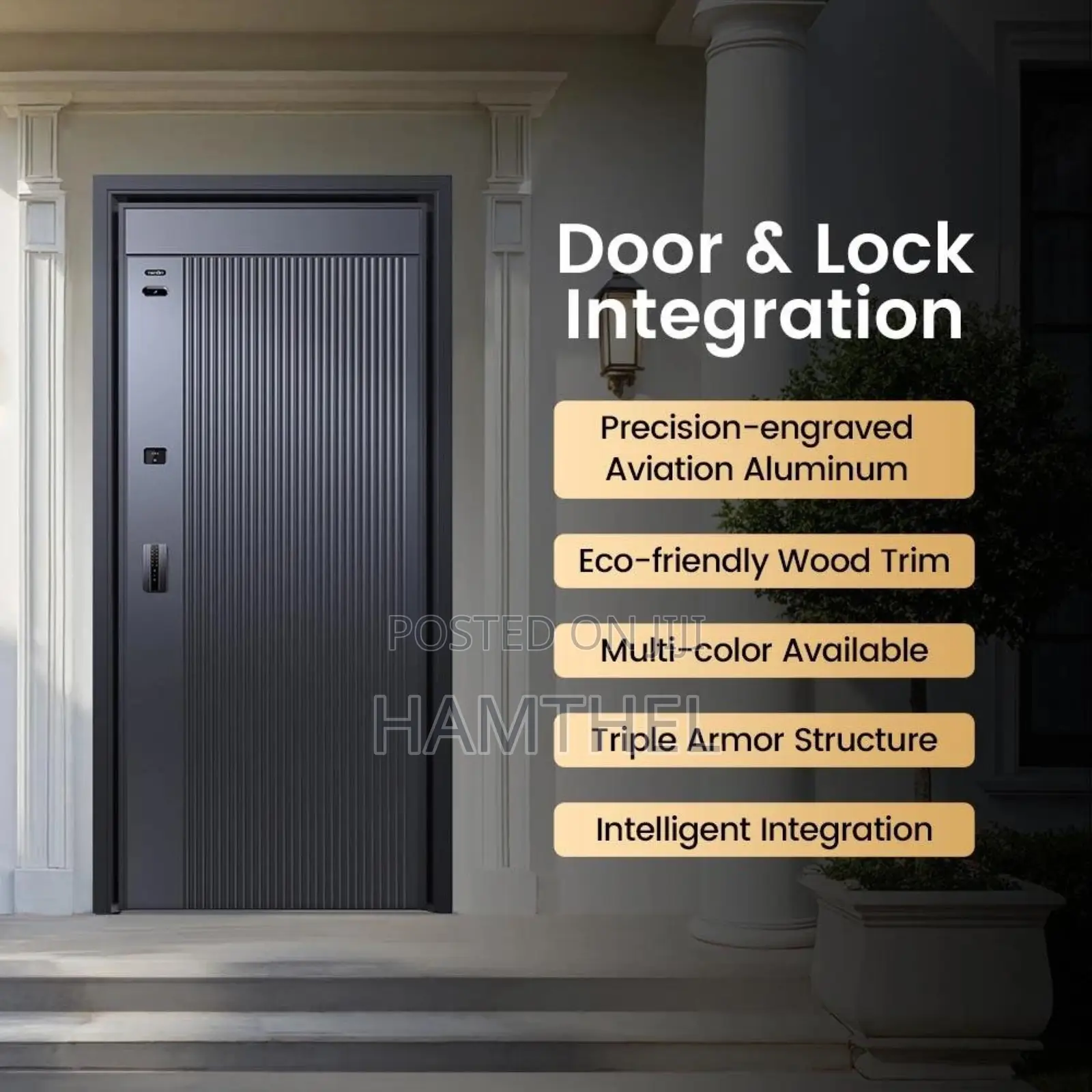 Bulletproof Smart Door+Lock With 180deg Camera, Fingerprint & Passcode ...