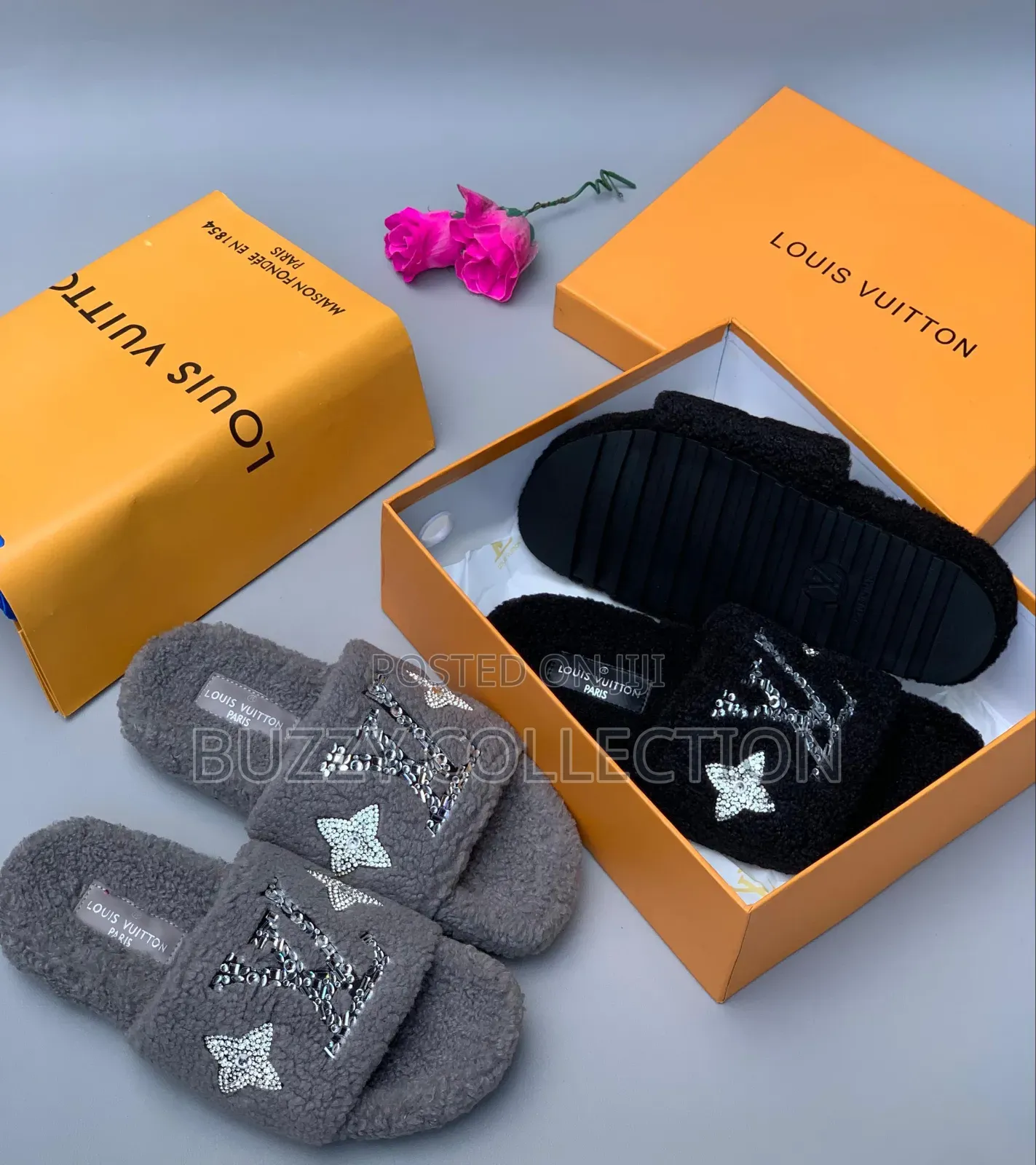 Original Louis Vuitton Fur Slippers in Ikeja - Shoes, Buzzy Collections | Jiji.ng