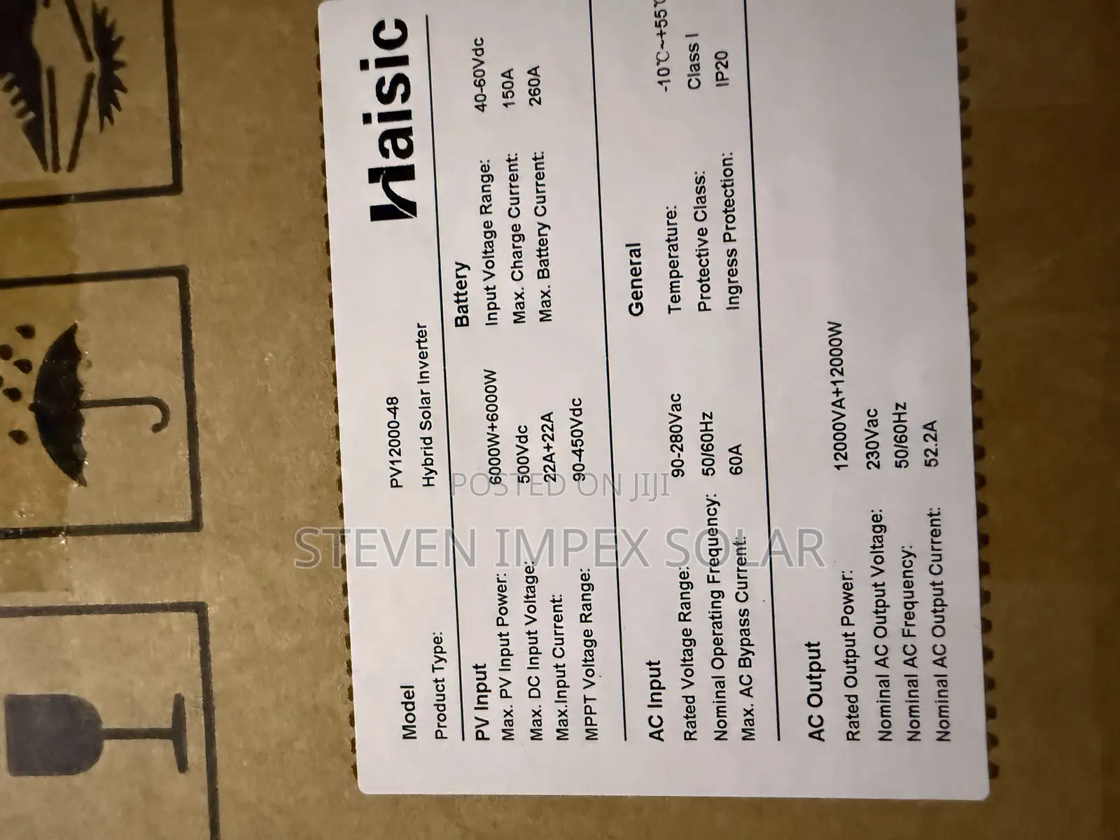 Haisic Solar Inverter Hybrid 12kva 48v in Ojo - Other Repair ...