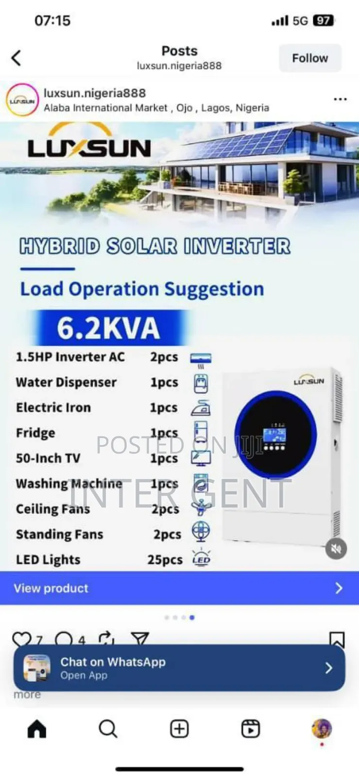 Luxsun 6.2kva 48v Hybrid Solar Inverter - 120a MPPT for sale - Inter ...