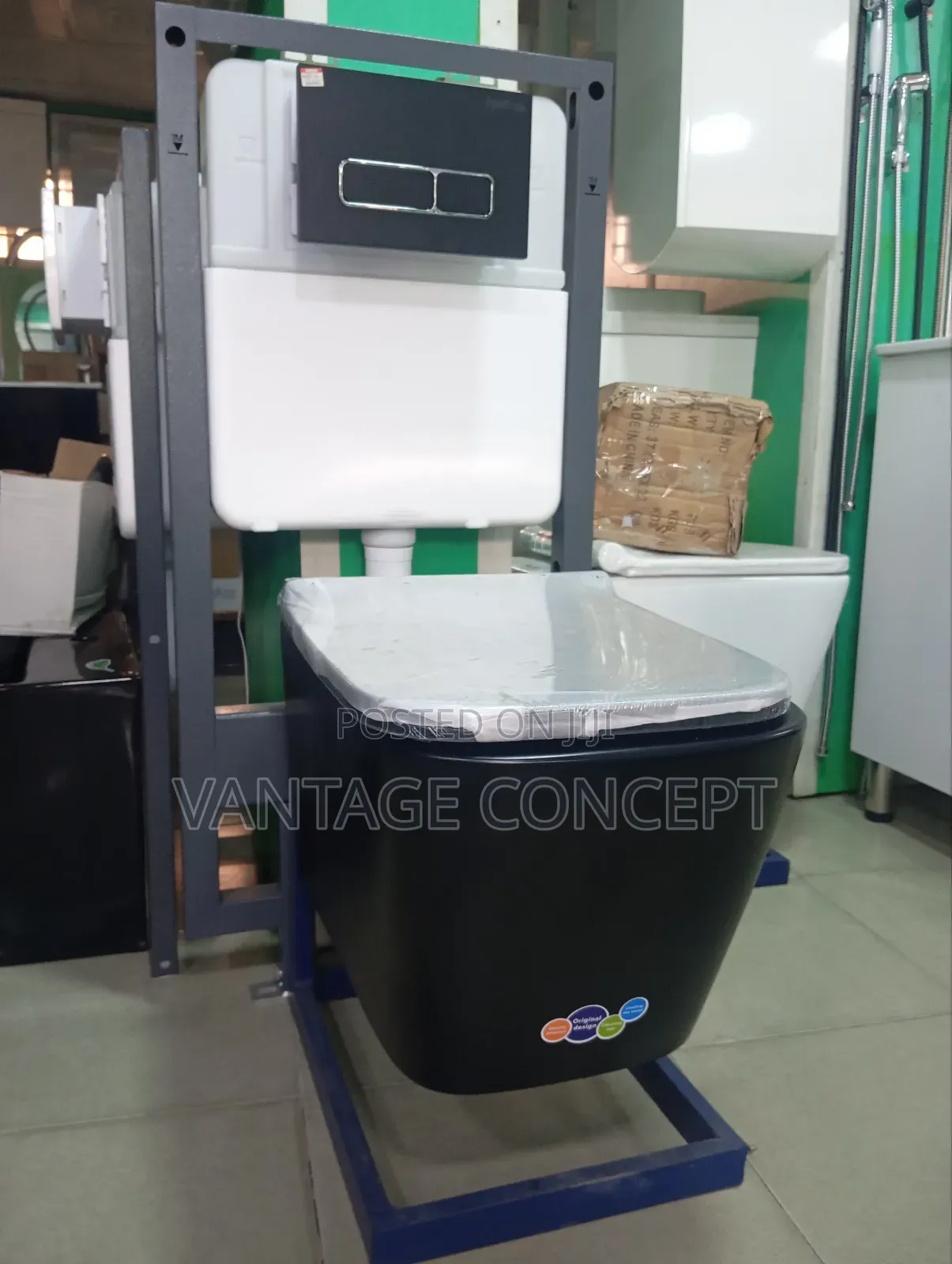 Original Made England Black Square Conceal Wc (Wall Hung) in Orile ...