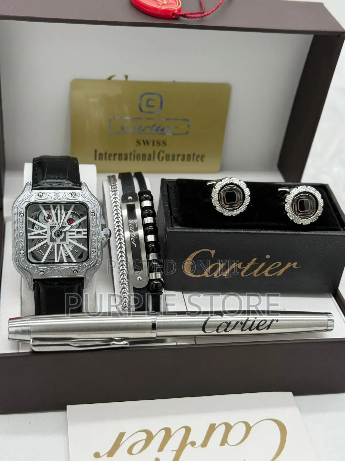 Cartier Transparent Dial Watches, Bracelet, Cufflinks and Pen Gift Set ...