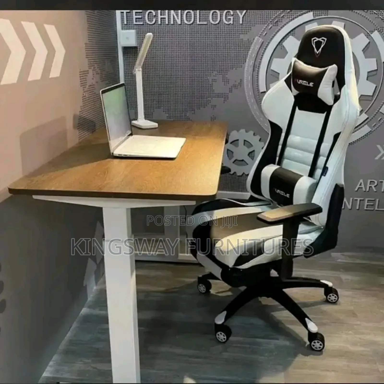 Furgle Gaming Chair and White/Brown Electric Adjustable Desk, in Ikeja ...