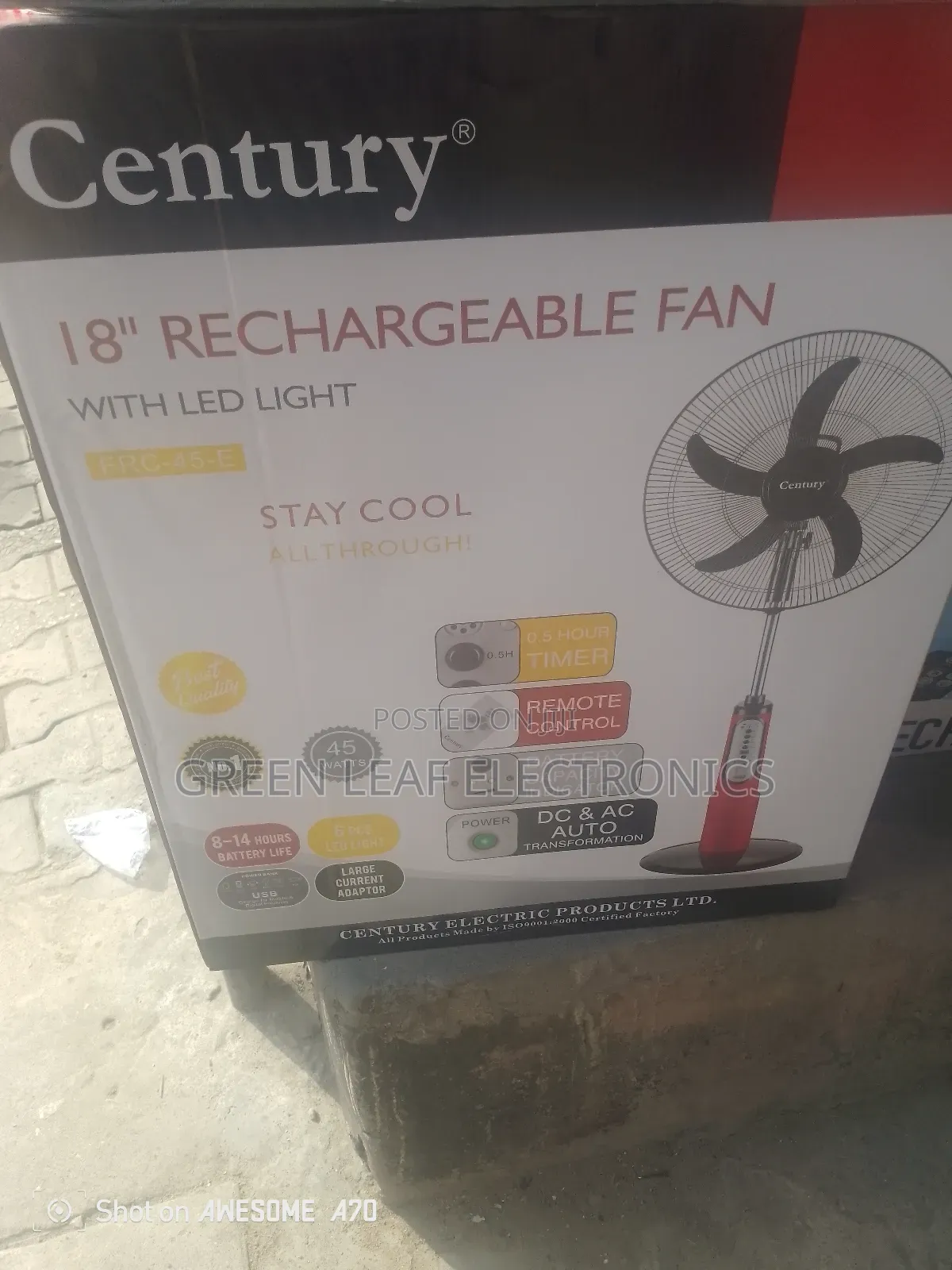 Century 18inches Rechargeable Fan in Ojo - Home Appliances, Green Leaf ...