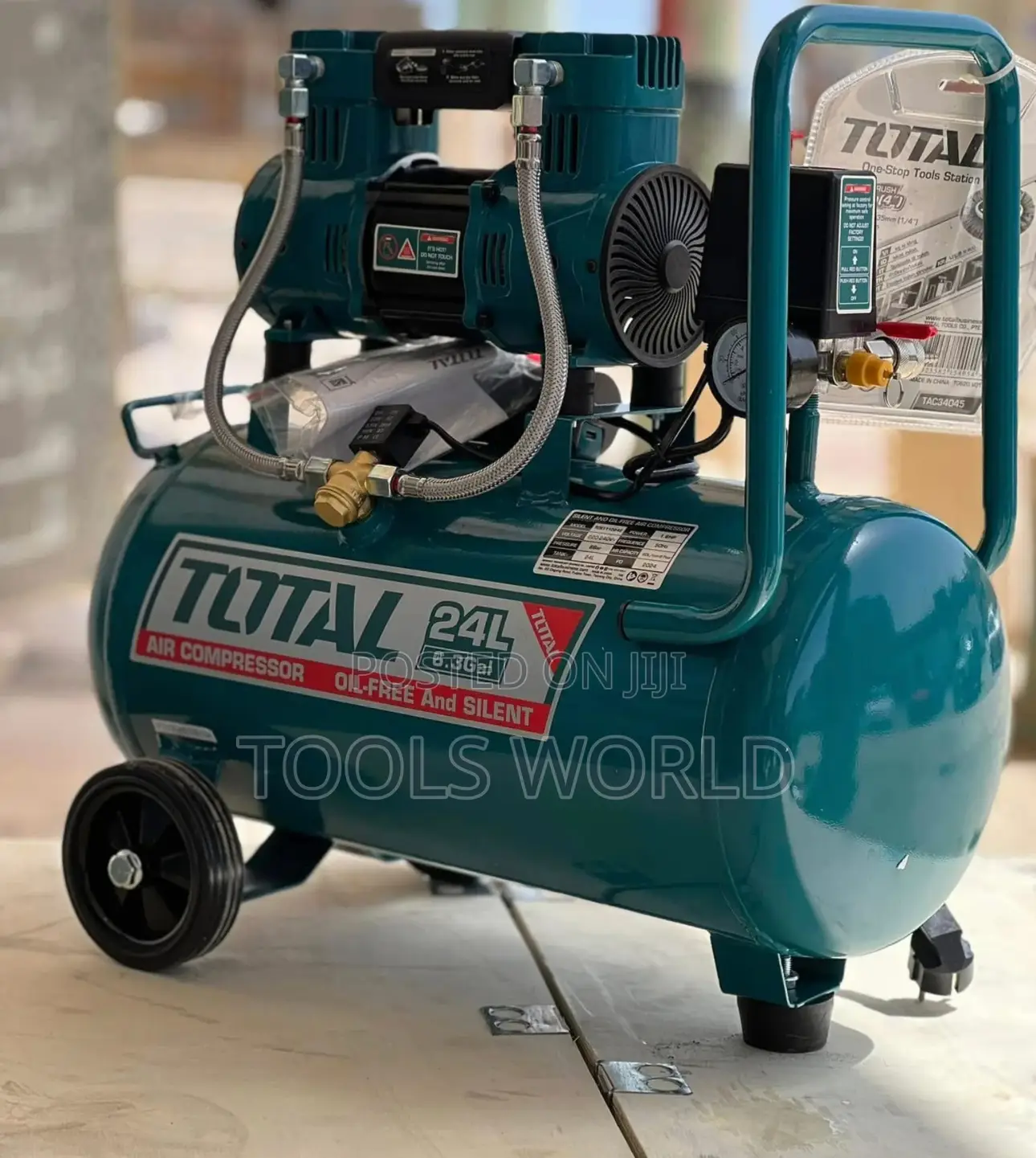 Total 24l Silent Air Compressor 1.5hp Oil-free | Indoor-friendly for ...